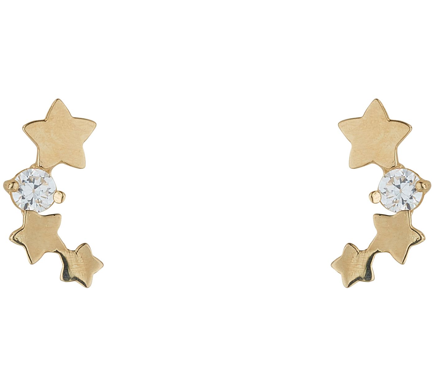 NJO Designs 10K Gold Trilogy Star Climber Earrings - QVC.com