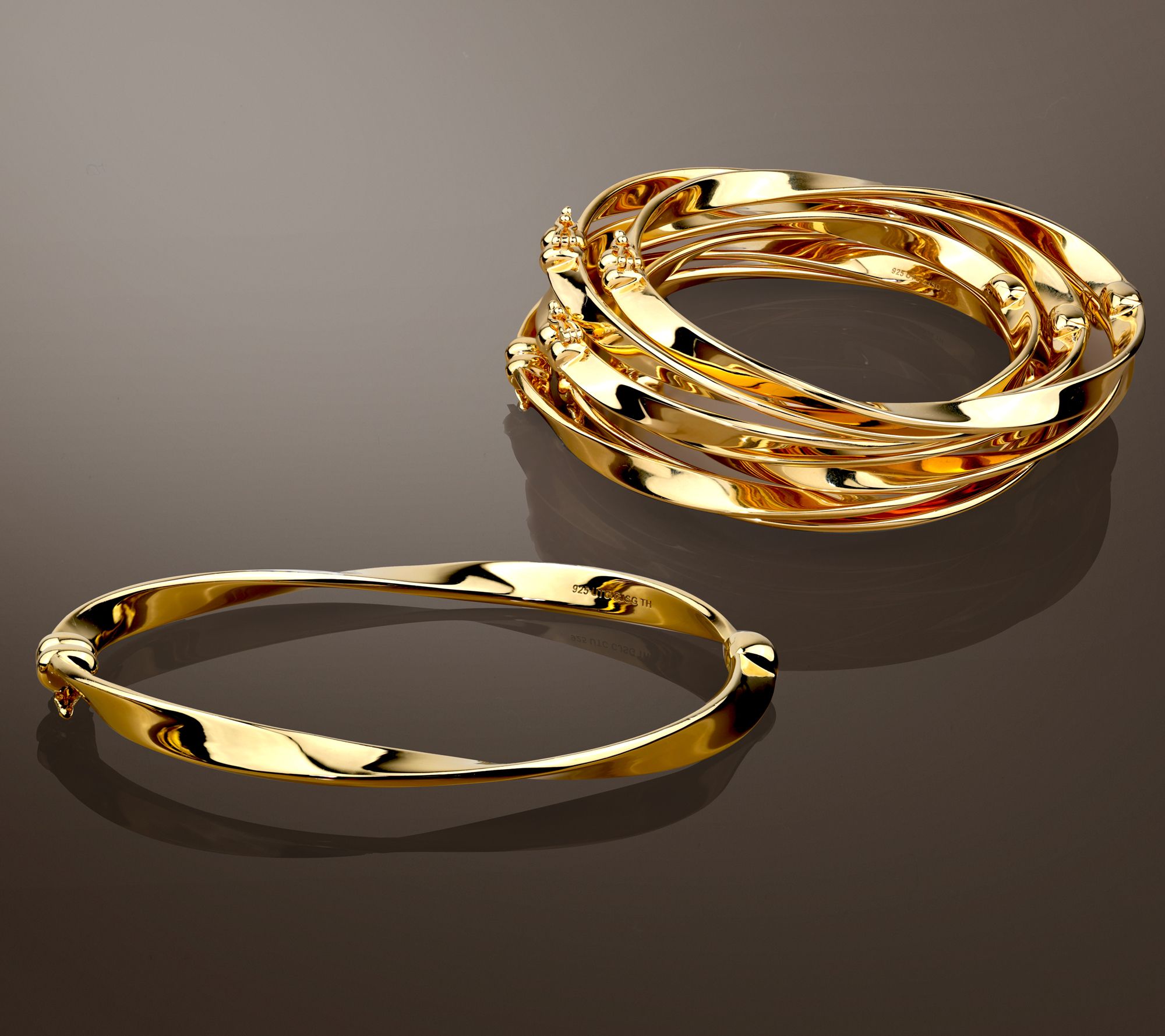 Christian James by Scott Grimes 14K Gold Clad Polished Ripple Bangle, 13.0g - QVC.com