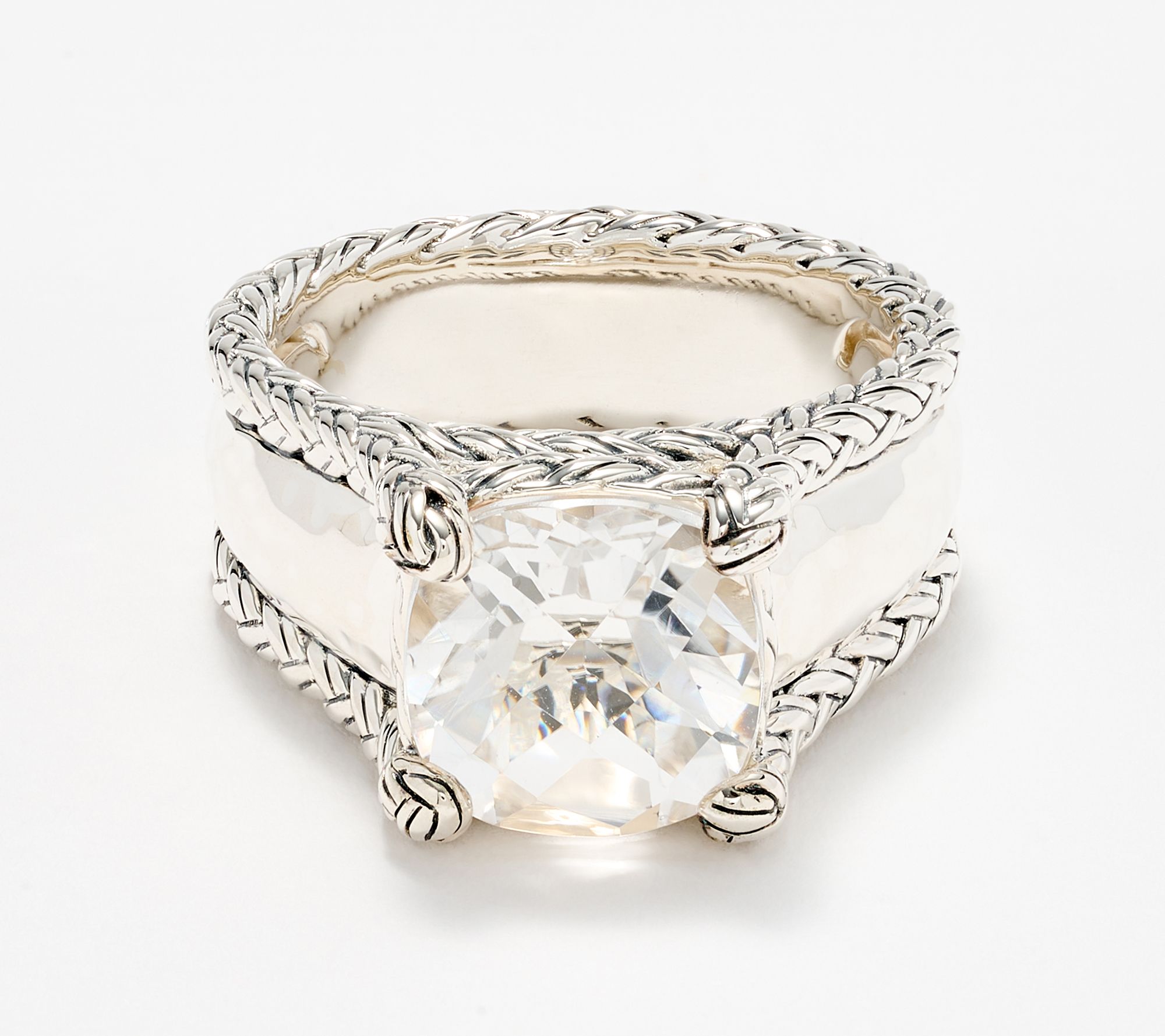JAI Sterling Silver Legacy Woven Textured Gemstone Ring - QVC.com