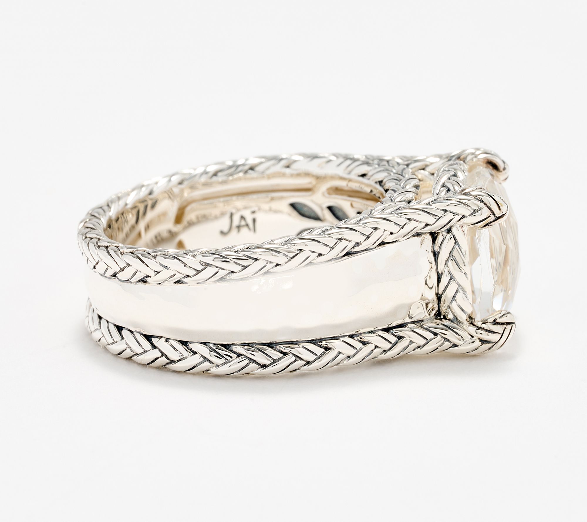 JAI Sterling Silver Legacy Woven Textured Gemstone Ring - QVC.com