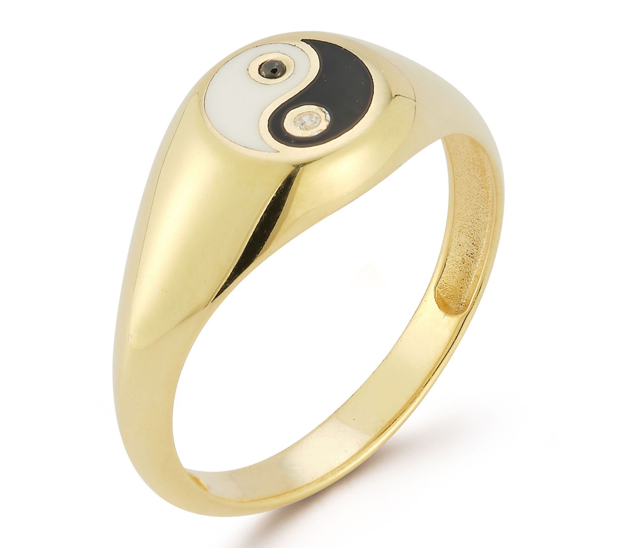 Sterlina Silver Enamel Yin Yang Signet Ring, Sterling - QVC.com