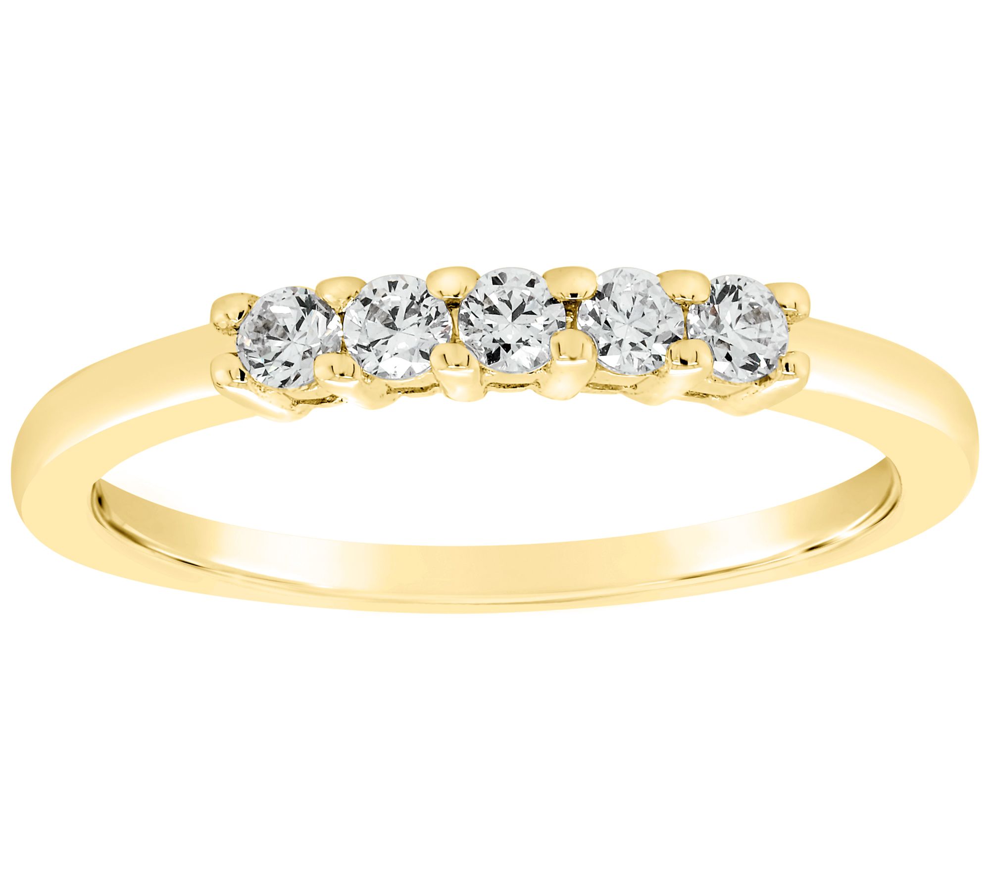 Affinity 14K Gold 1/5 cttw 5-Stone Diamond Band Ring - QVC.com