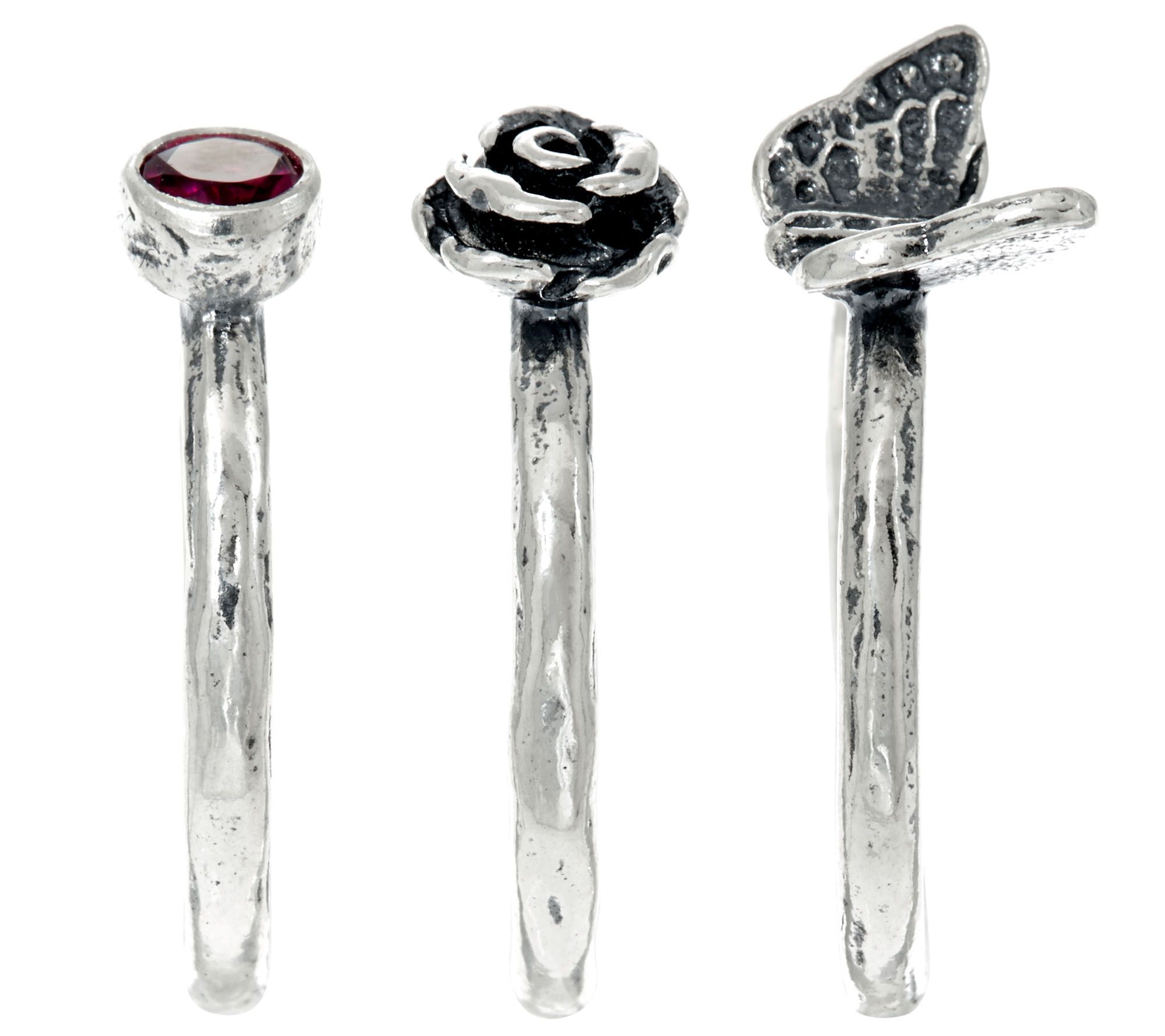 Or Paz Sterling Silver Set of 3 Stack Rings - QVC.com