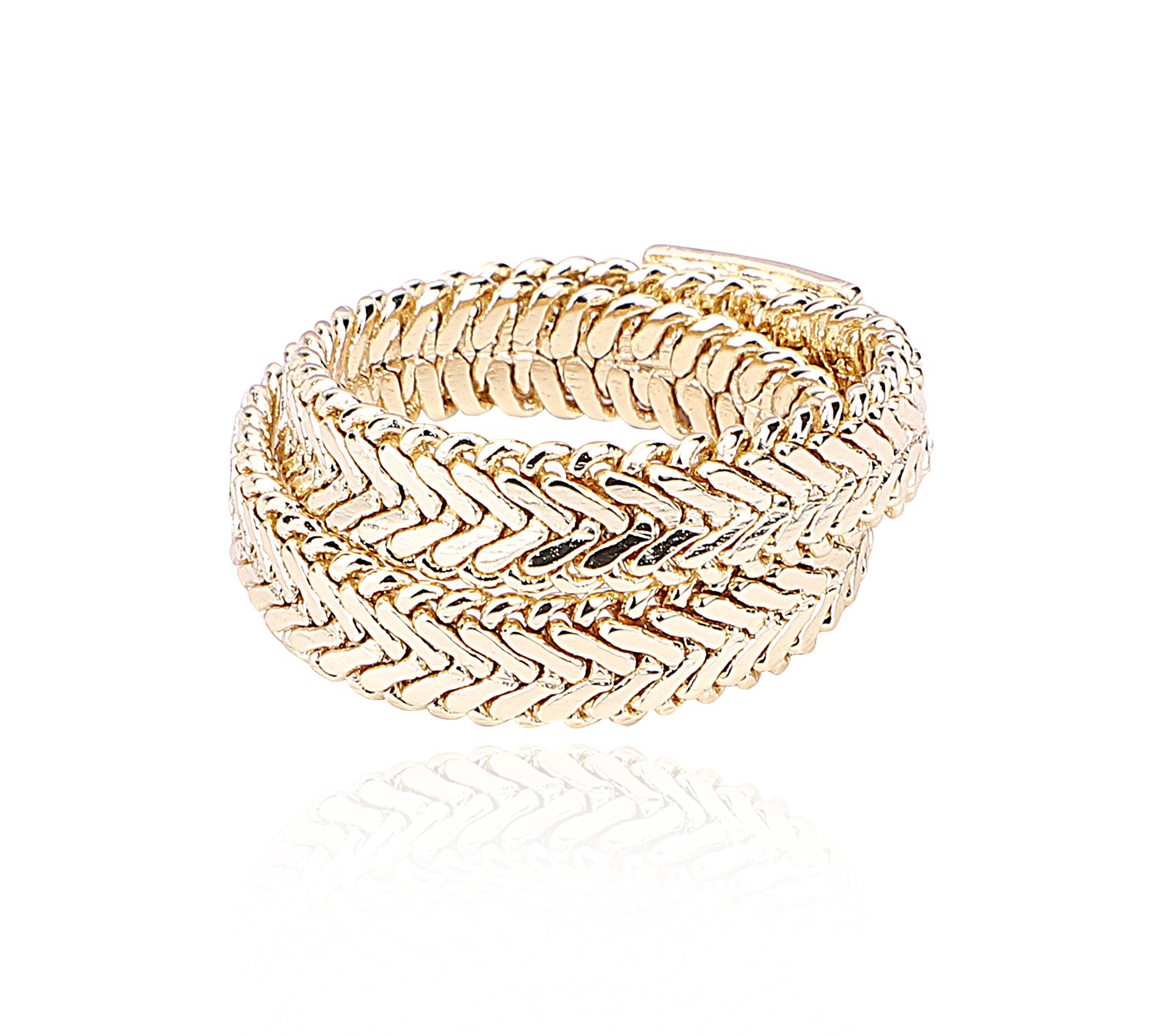 Vintage Havana Kamryn Goldtone Herringbone Doub le Wrap Ring - QVC.com