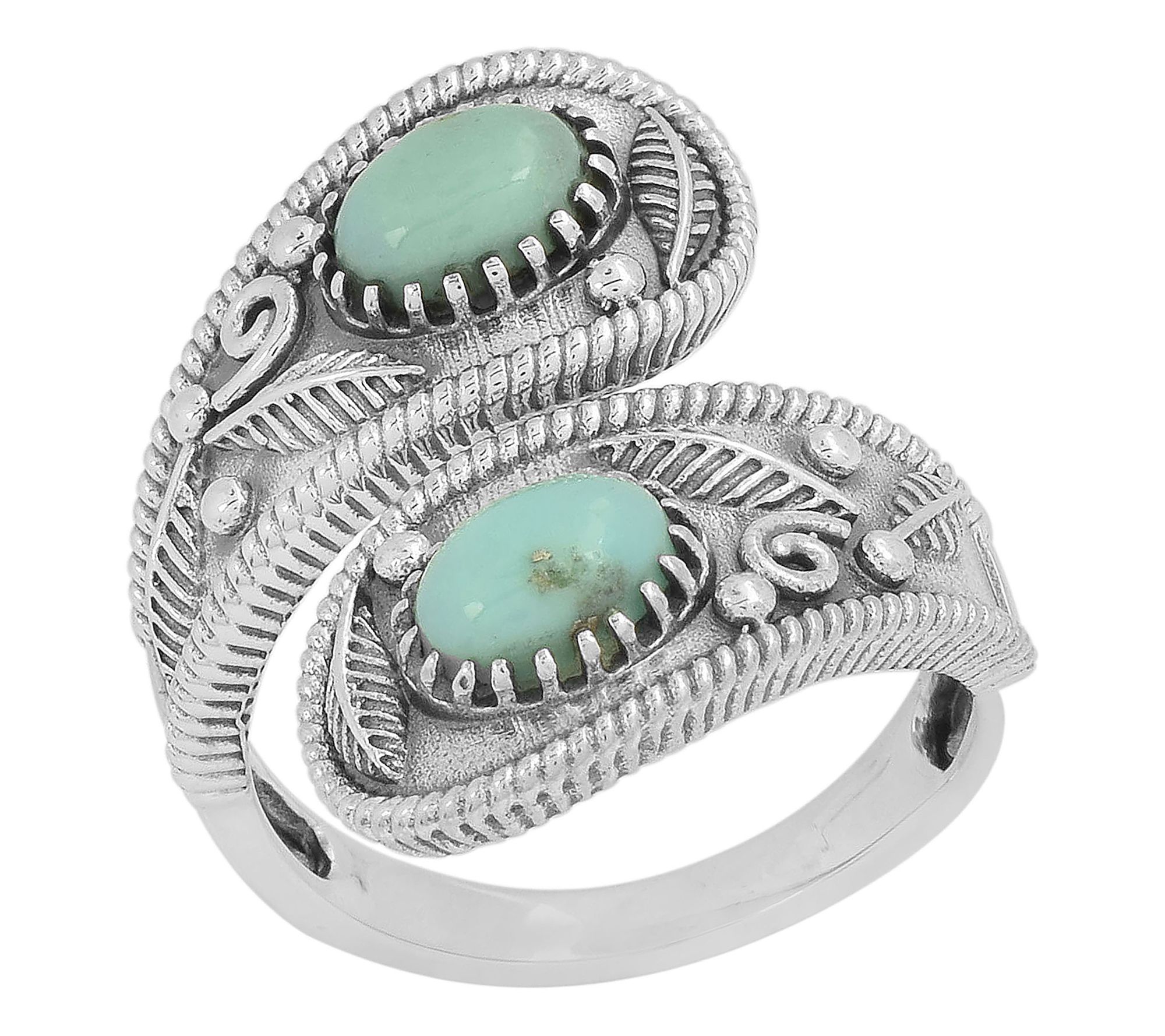 Artisan Crafted Sterling Silver Turquoise Oxidized Bypass Ring - QVC.com