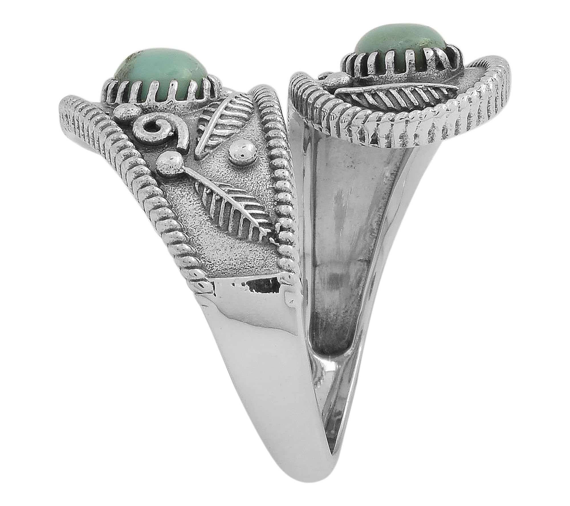 Artisan Crafted Sterling Silver Turquoise Oxidized Bypass Ring - QVC.com