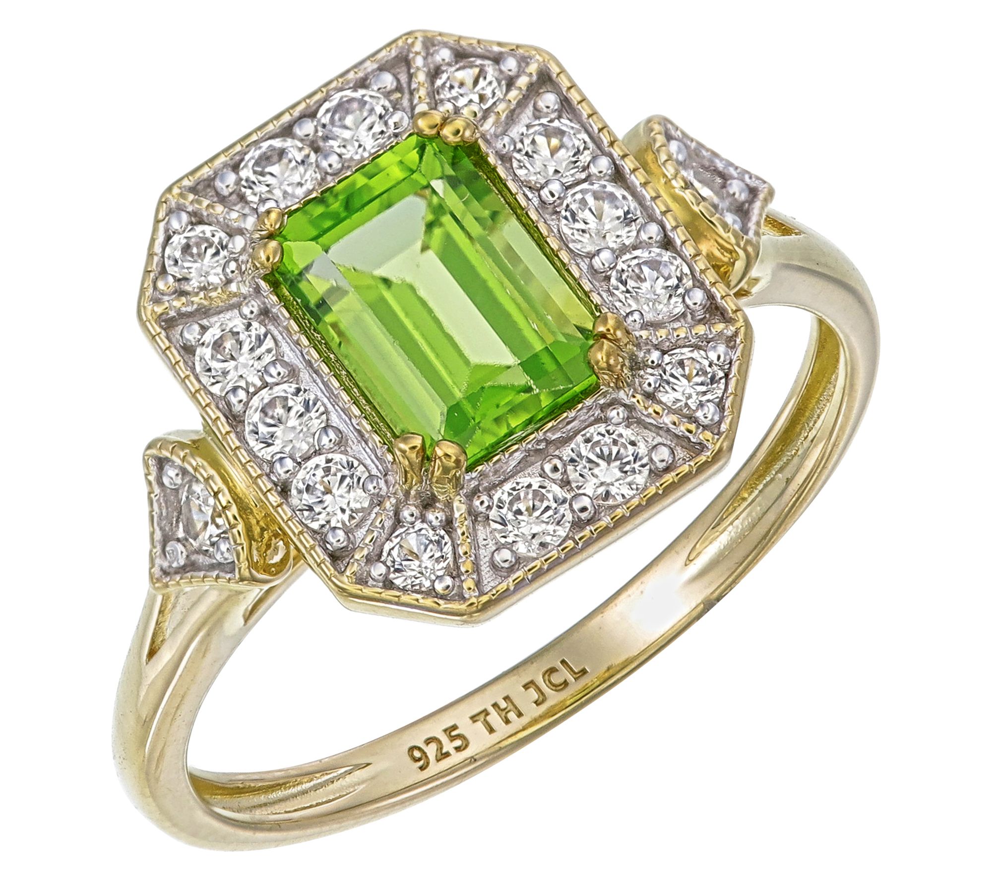 Affinity Gems Emerald Cut Center w/ Halo Ring,Sterling Silver - QVC.com