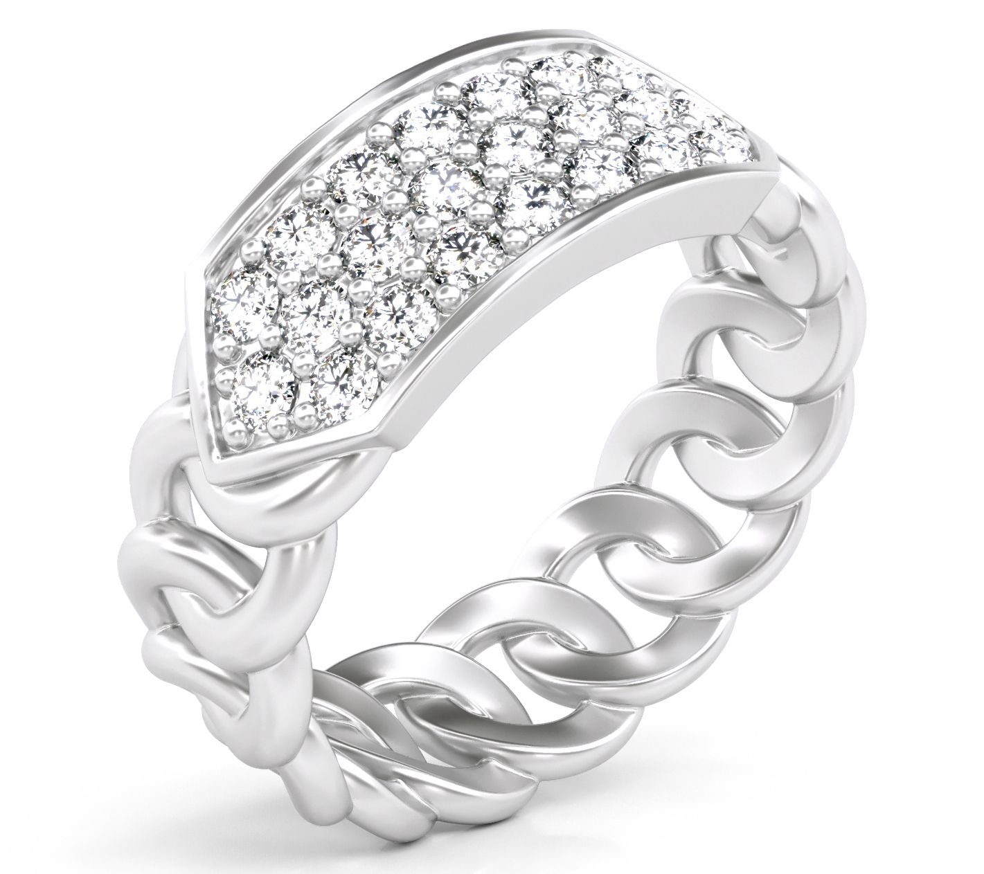 Diamonique Pave Chain Link Chain Design Ring - QVC.com