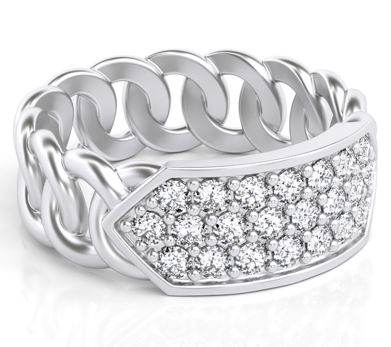 Diamonique Pave Chain Link Chain Design Ring - QVC.com