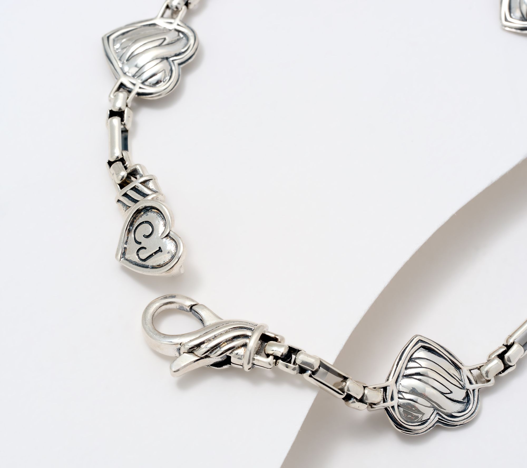 Christian James by Scott Grimes Sterling Silver Ripple Heart Bracelet 12.13g - QVC.com