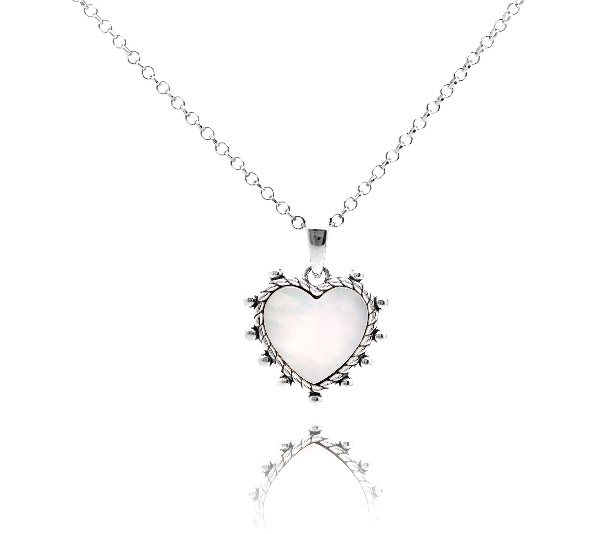 Or Paz Sterling Mother Of Pearl Framed Heart Pendant w/ Chain - QVC.com