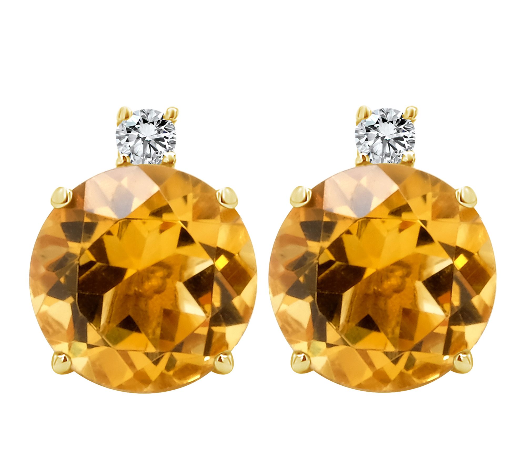 14K 8mm Round Gemstone & Diamond Accent Stud Earrings - QVC.com