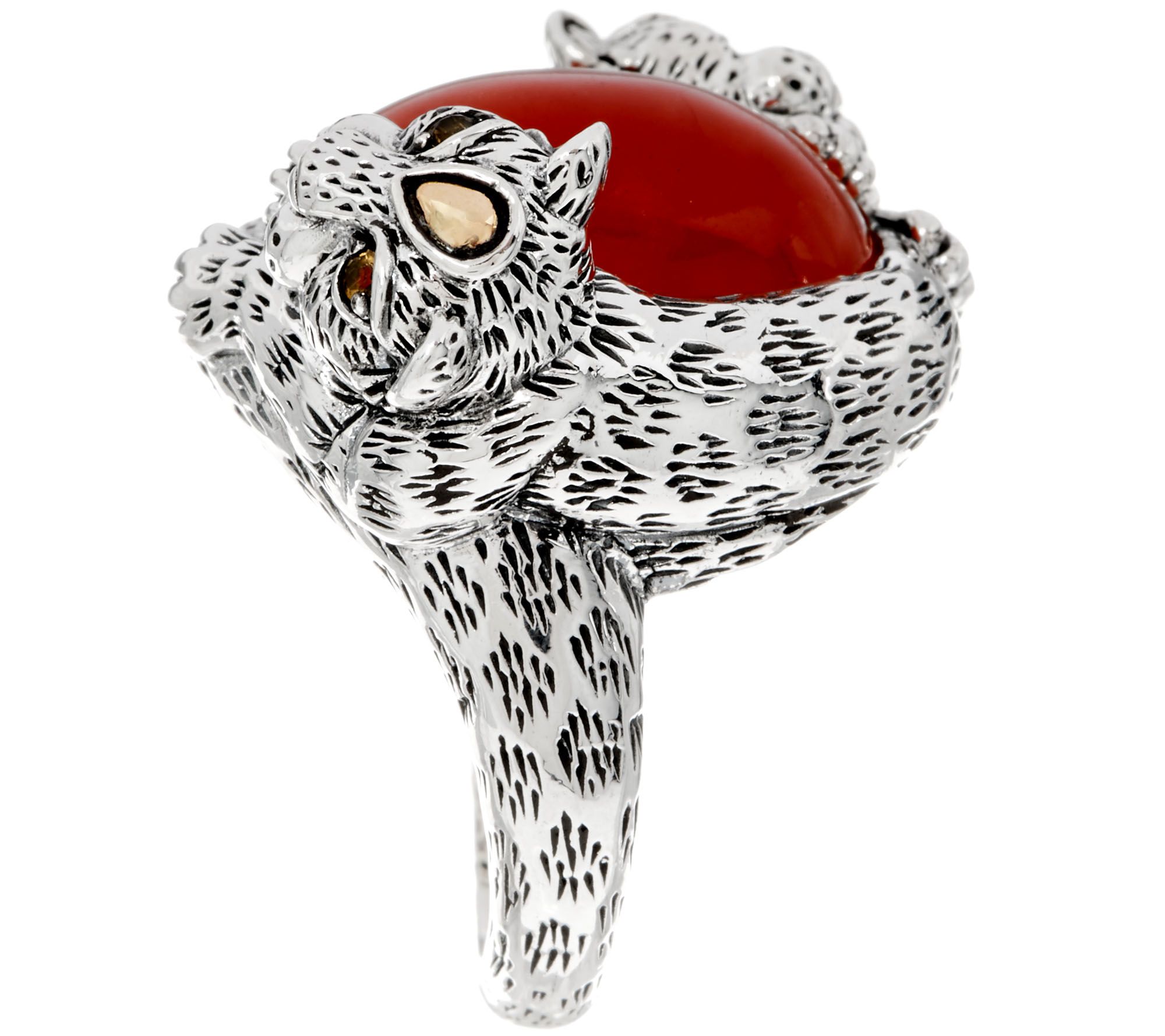 "As Is" JAI SterlingLeopard Wrapped Jade Cabochon Ring - QVC.com