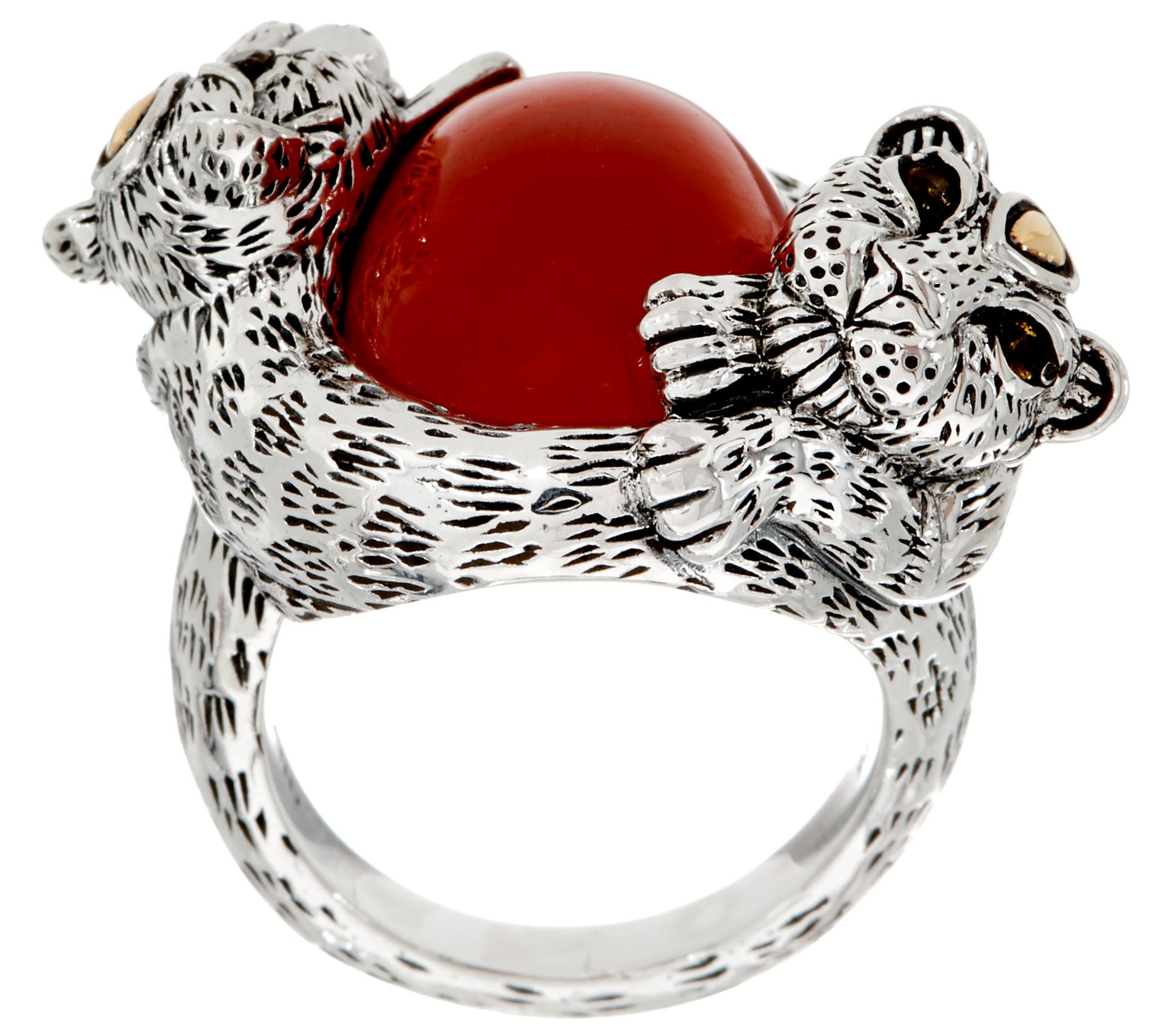 "As Is" JAI SterlingLeopard Wrapped Jade Cabochon Ring - QVC.com