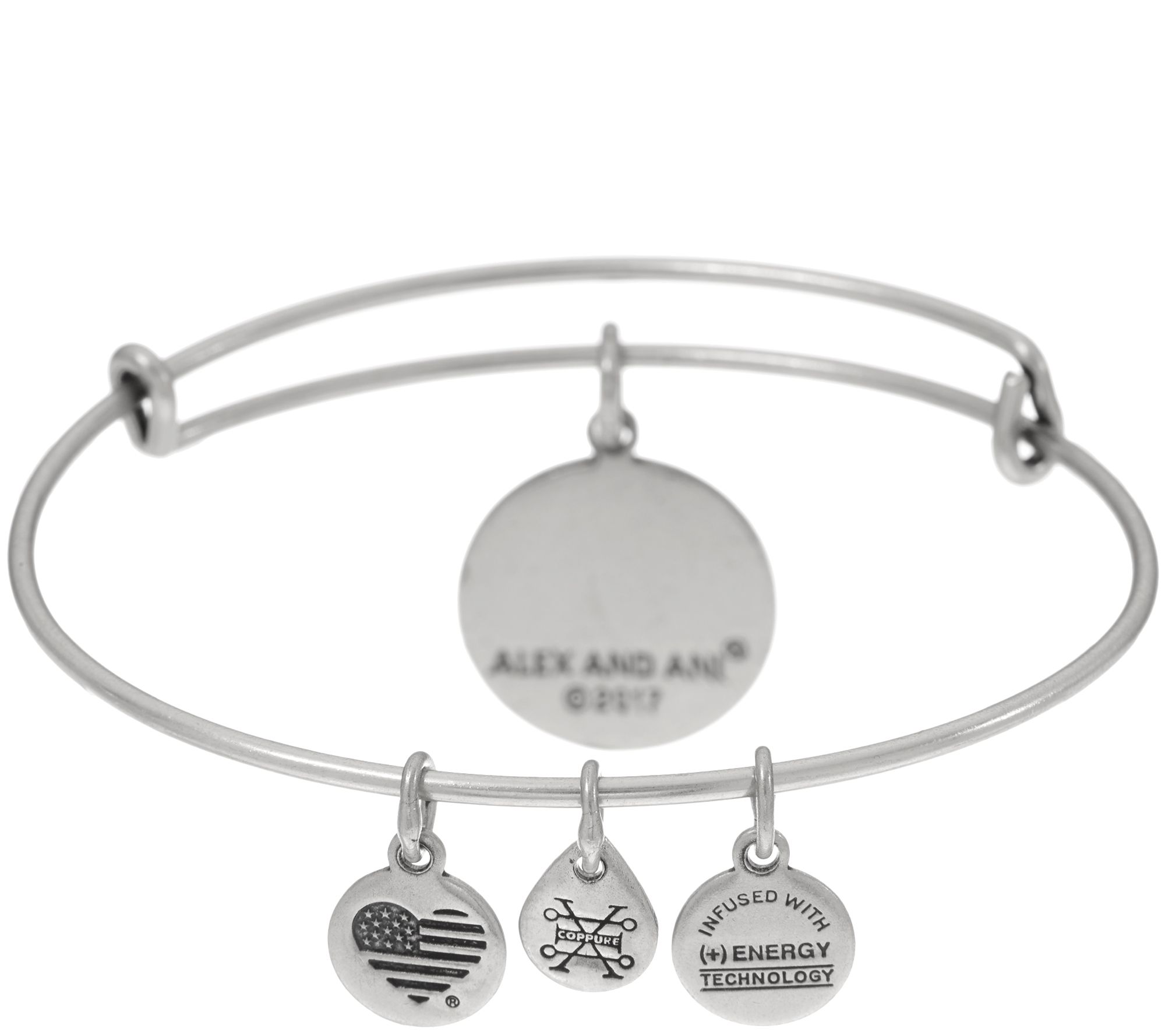 Alex and Ani Silvertone Initial Charm Bangles - QVC.com