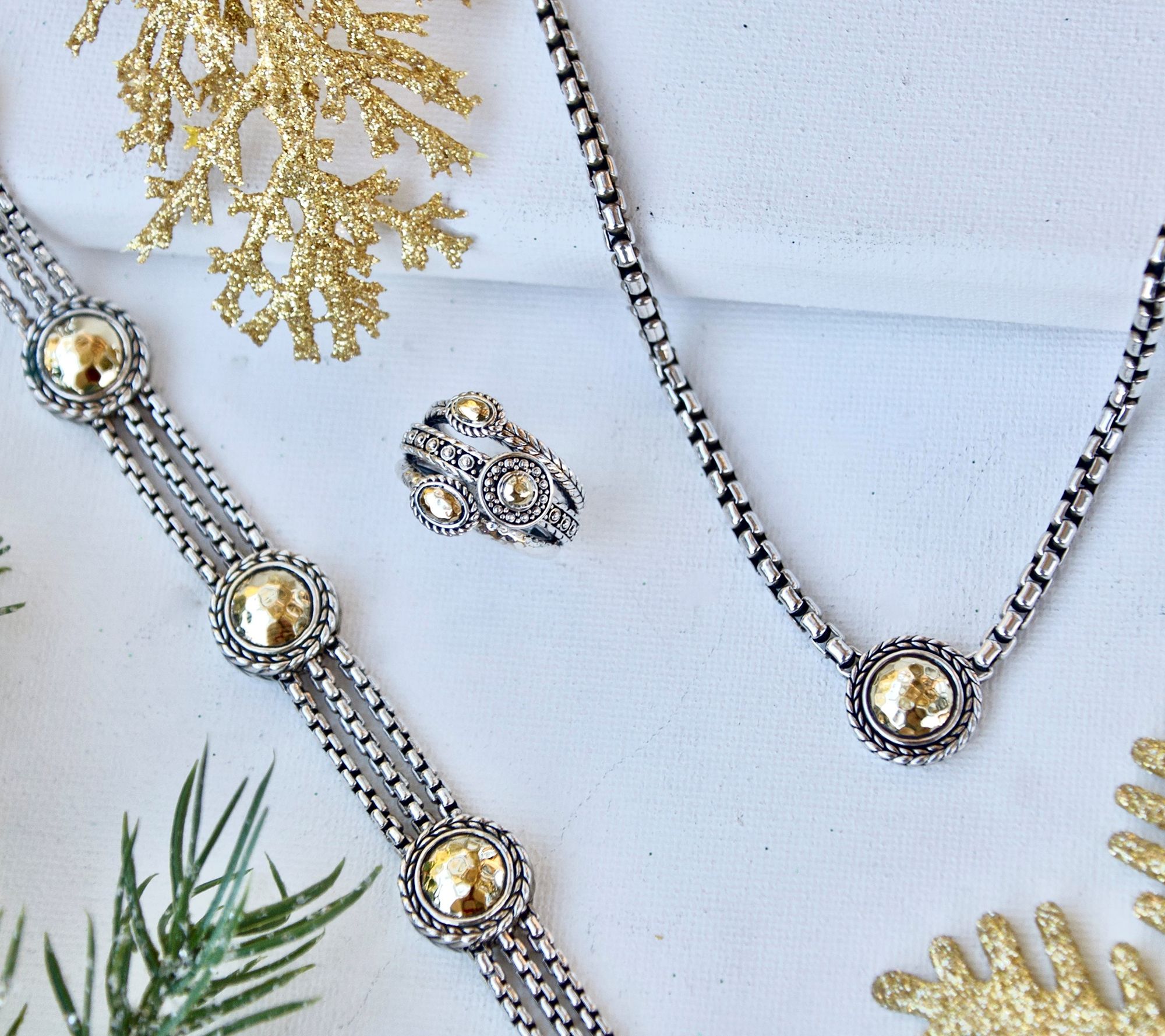 JAI Sterling Silver 14K Gold Kalahari Ring - QVC.com