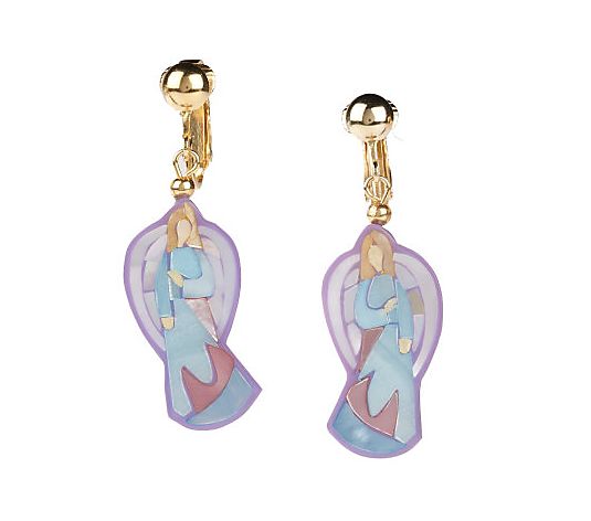 Lee Sands Angel Inlay Earrings - QVC.com Lee Sands Angel Inlay Earrings - QVC.com
