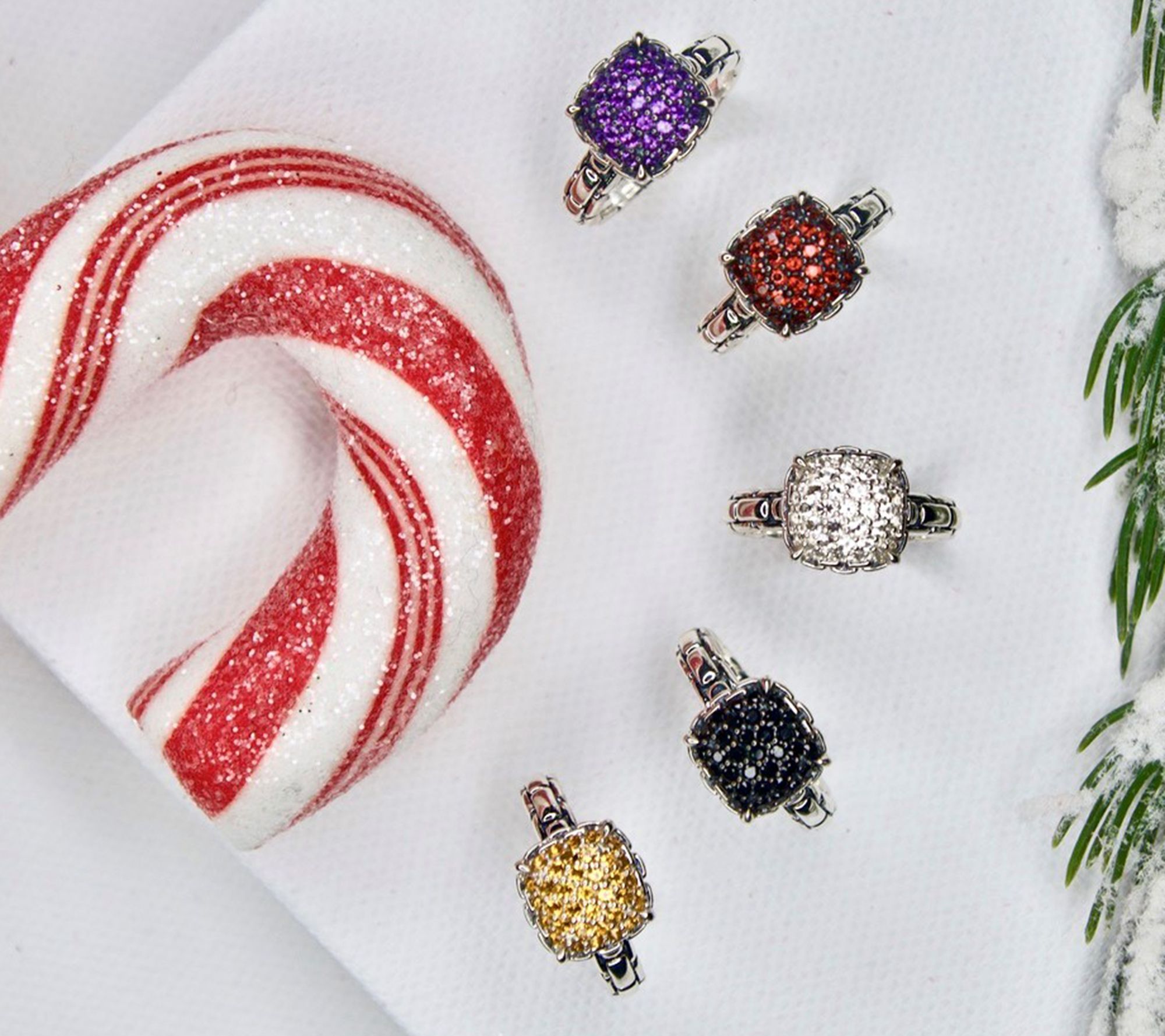 JAI Sterling Silver Signature Pave Gemstone Ring, 0.6cttw - QVC.com