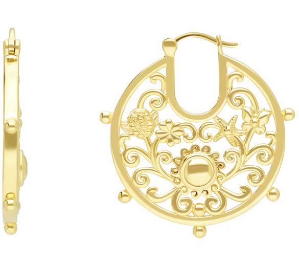 Goddaughters 14K Gold Clad Goddess Scroll Earri ngs - QVC.com