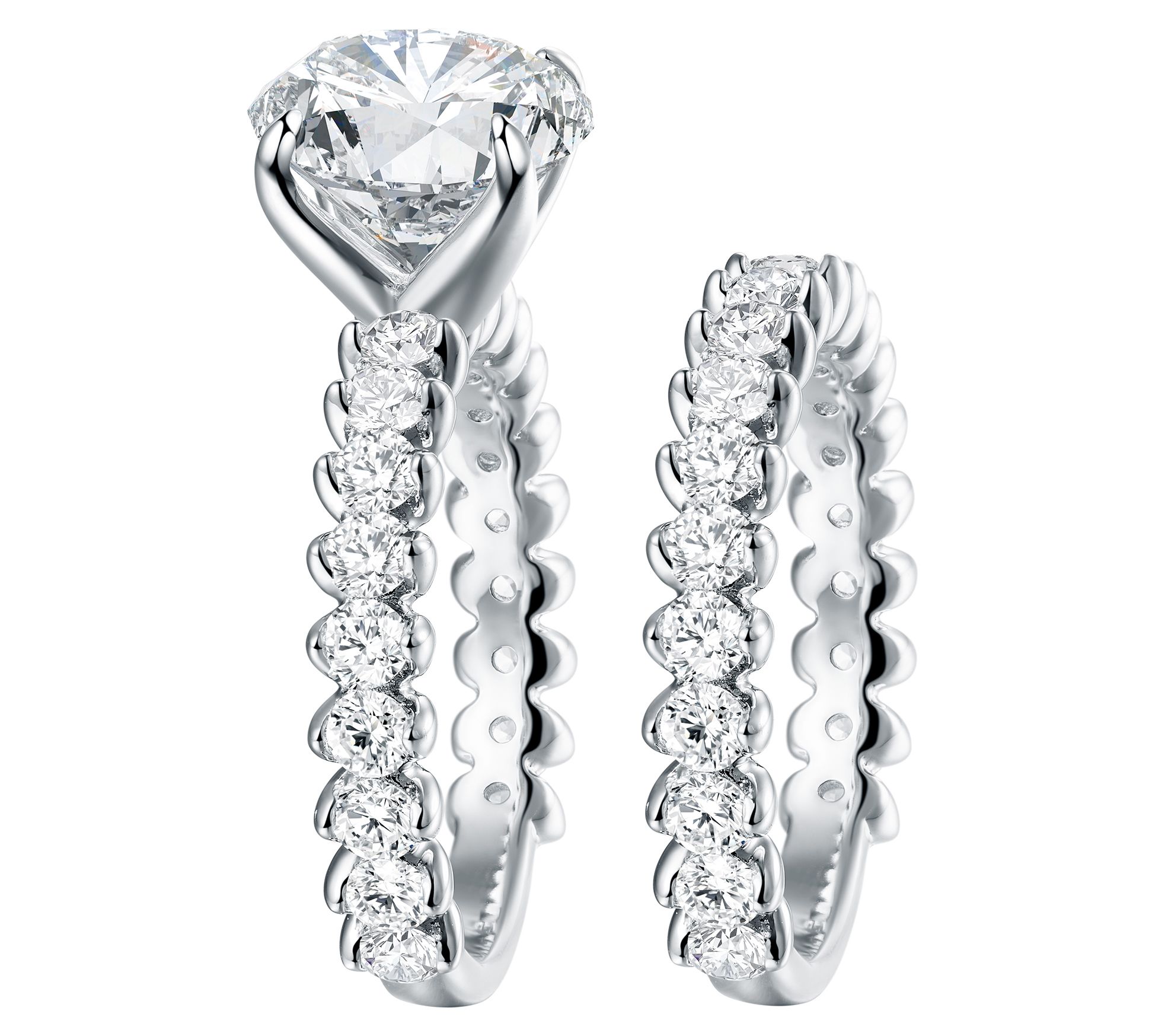 Diamonique 6.91 cttw Bridal Ring Set, Sterlingilver - QVC.com