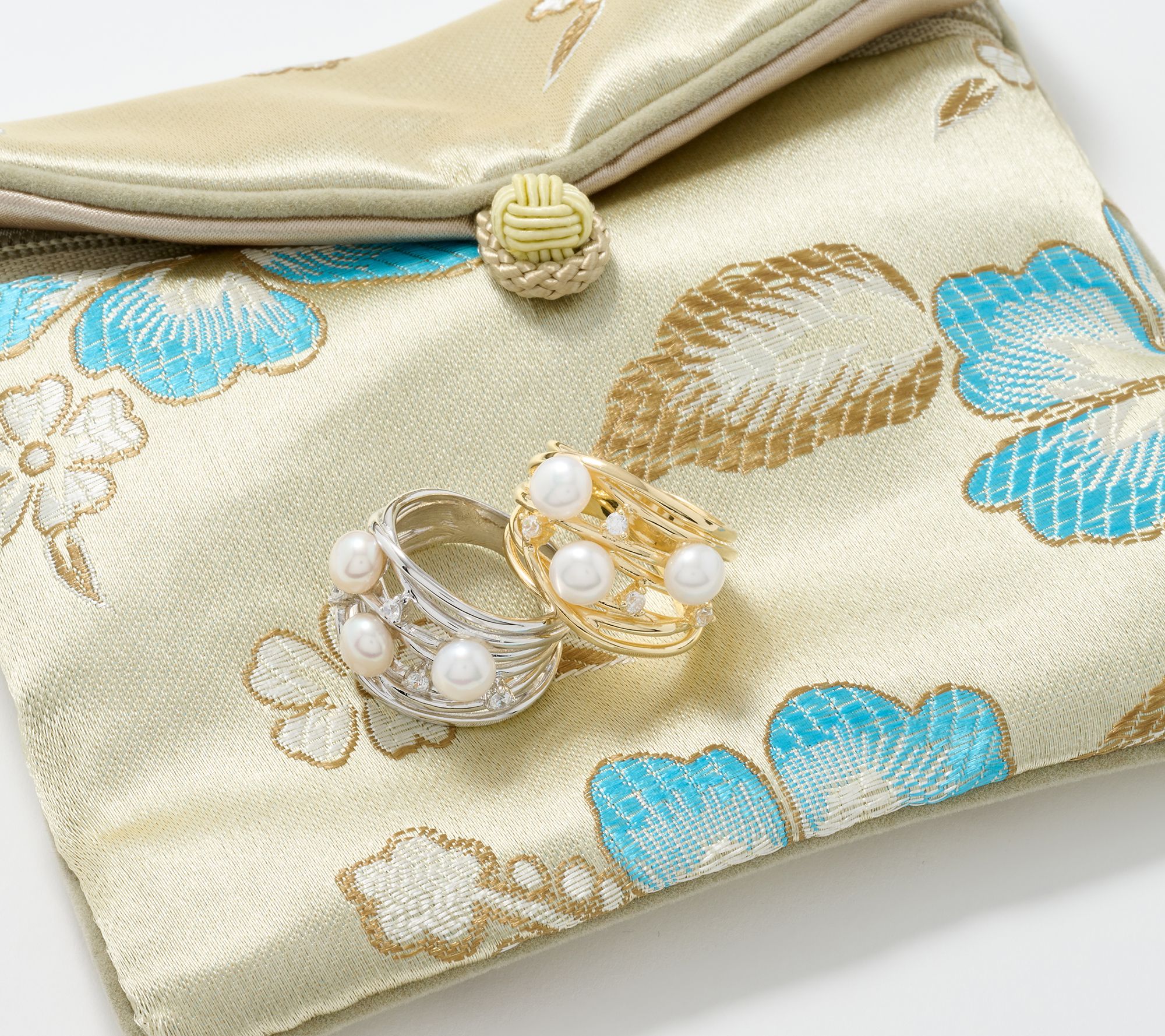 "As Is" Honora Cultured Pearl Highway Ring with Cubic Zirconia, SS ...