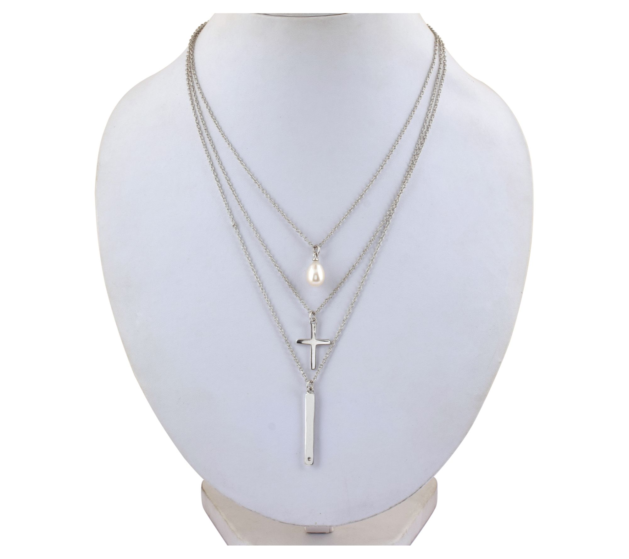 Affinity Gems Cultured Pearl & White Topaz Necklace, Sterling - QVC.com