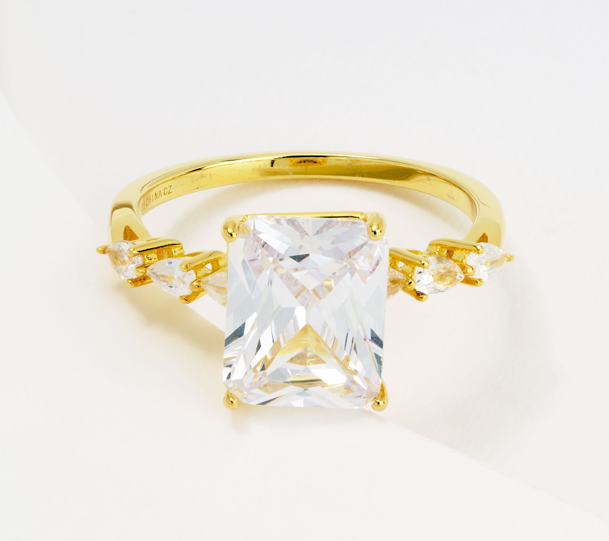 "As Is" Diamonique Choice of Cut Engagement Ring 14K Gold Plated - QVC.com