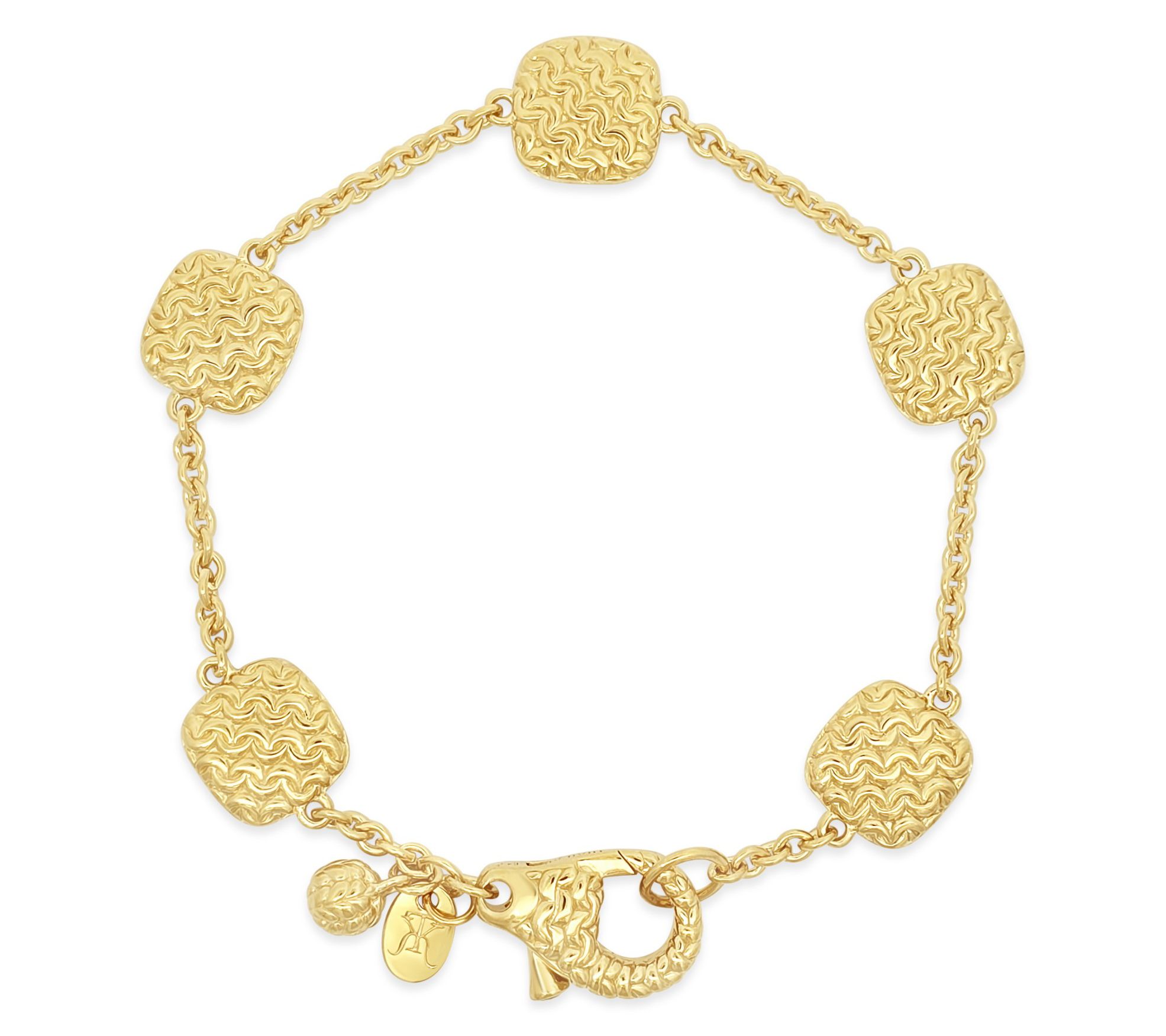 Tiffany Kay Silver 14K Gold Clad Purl Knit Station Bracelet - QVC.com