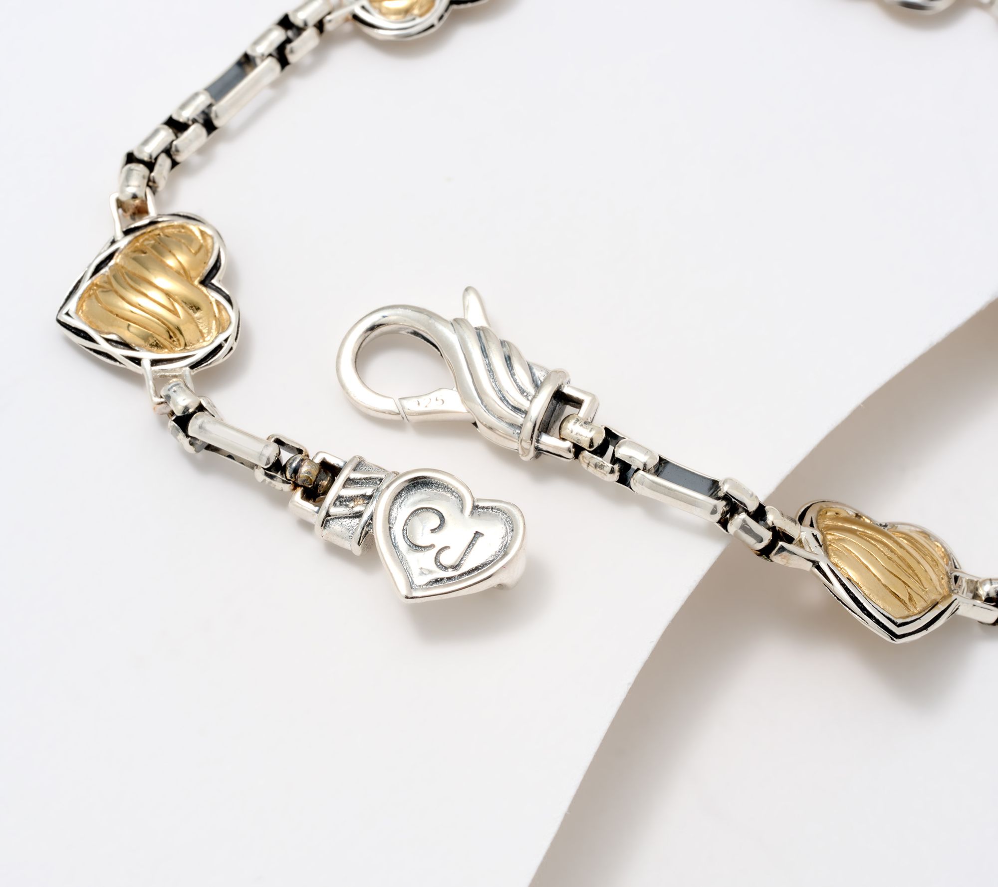 Christian James by Scott Grimes Two-tone Ripple Heart Bracelet 13.13g - QVC.com
