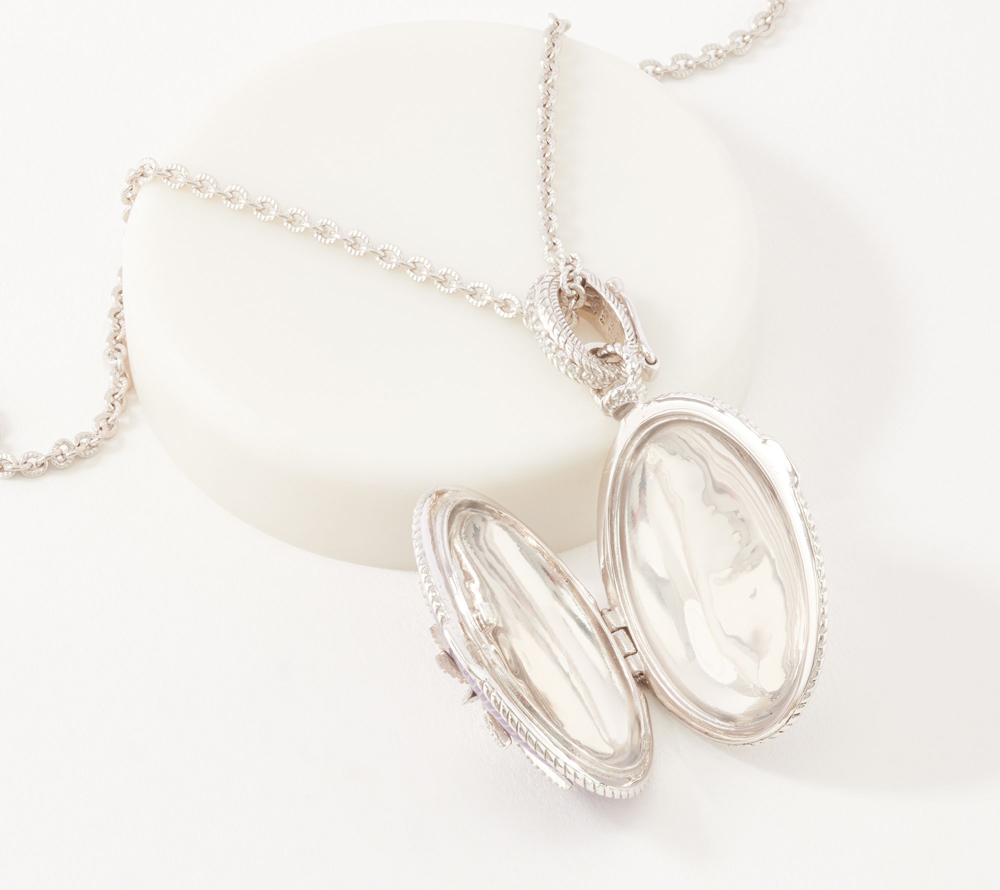 Judith Ripka Sterling Silver Enamel Locket Necklace - QVC.com