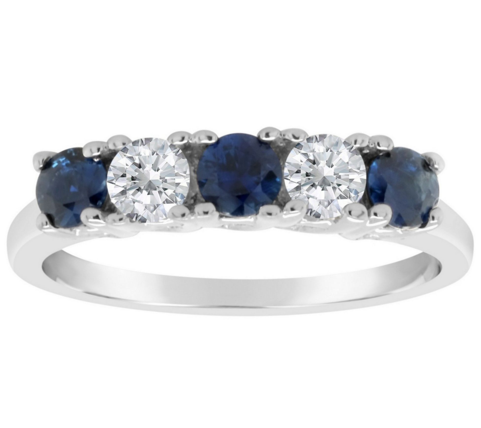Affinity 14K 5-Stone 1/3 cttw Diamond and Sapphire Band Ring - QVC.com