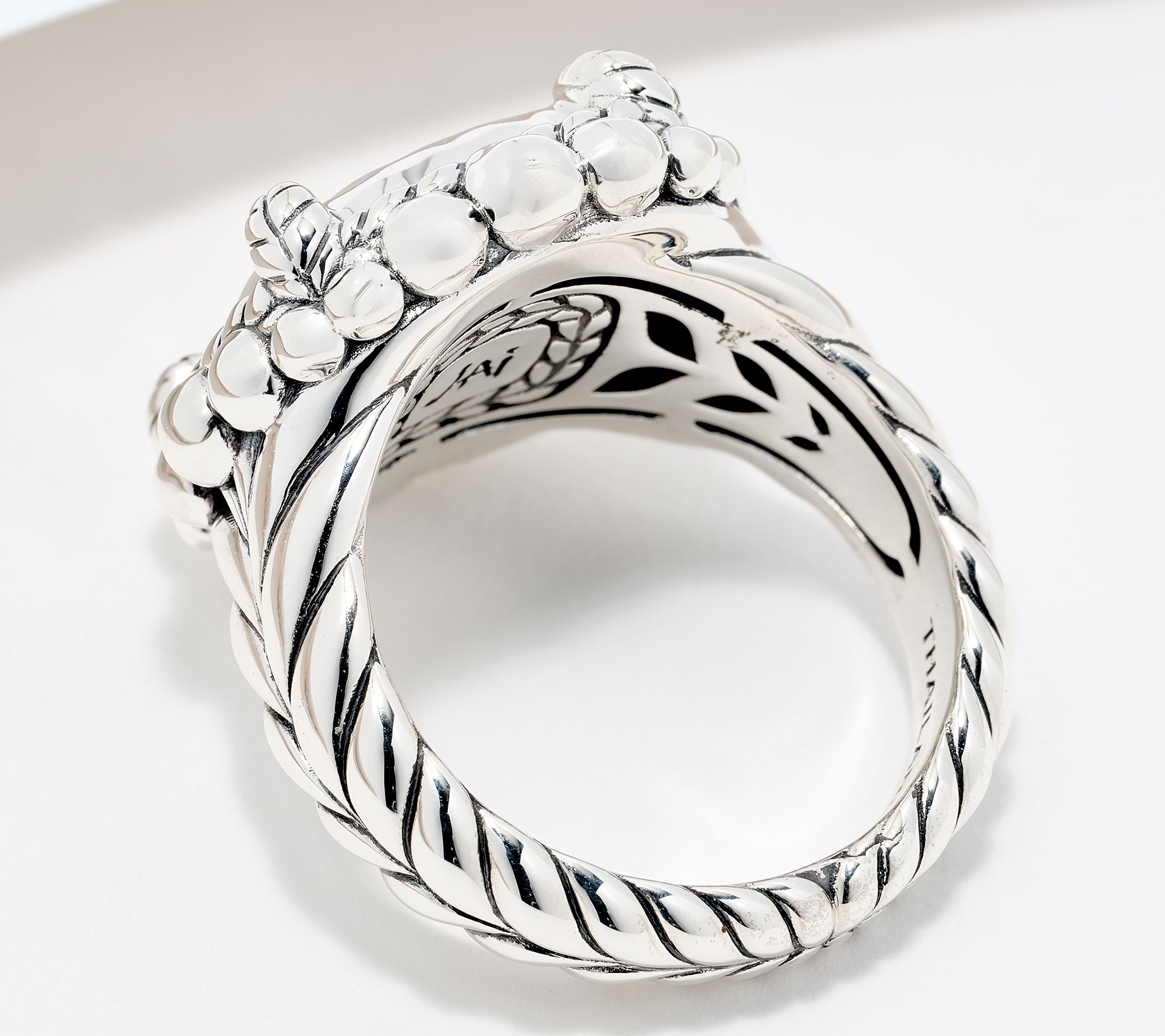 JAI Sterling Silver Hammered Bead Cushion Ring Status Ring - QVC.com