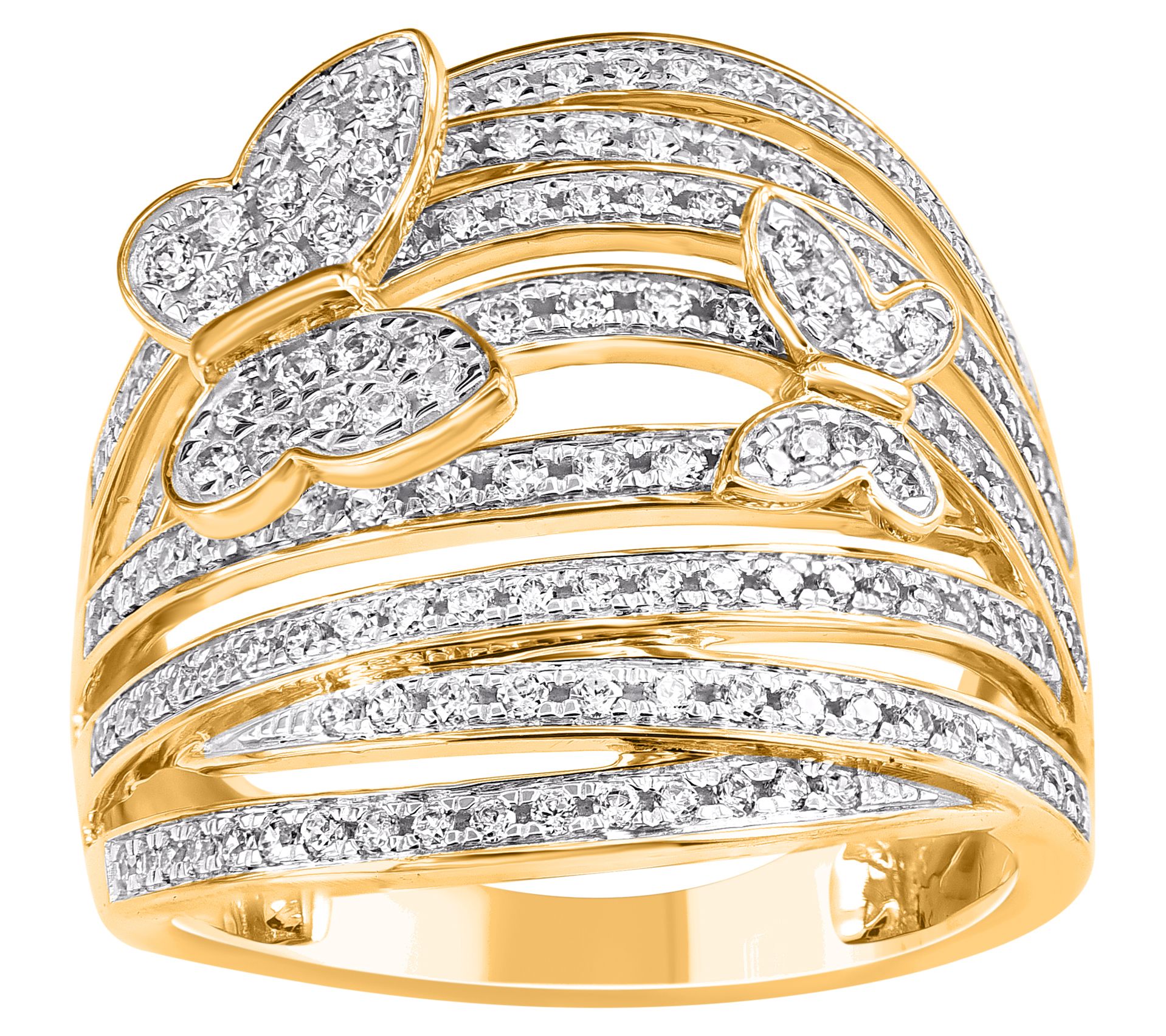Affinity Diamonds 1.00 cttw Butterfly Cocktail Ring, 14K Gold - QVC.com