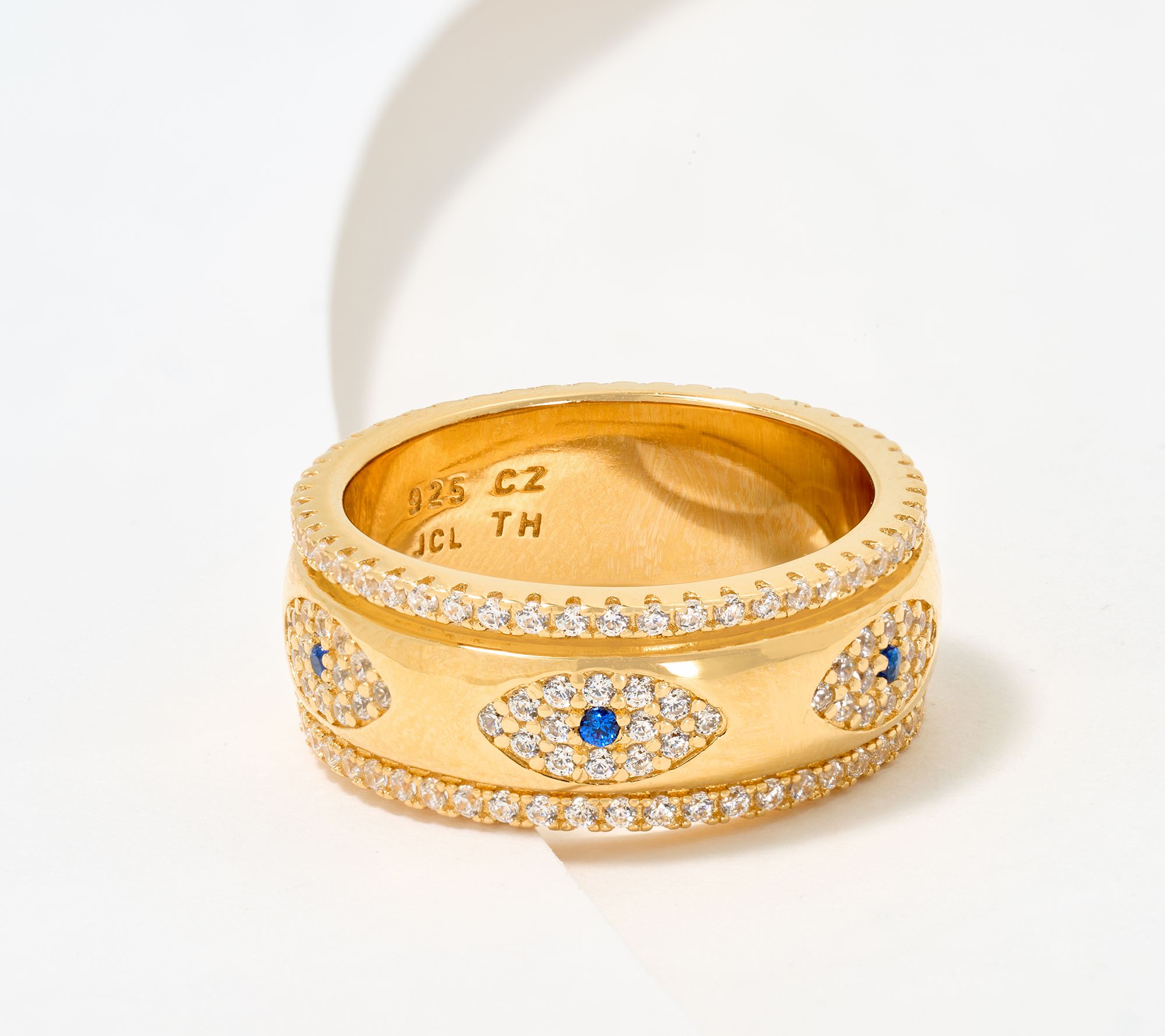 Diamonique Evil Eye Spinner Band Ring, Sterling Silver - QVC.com