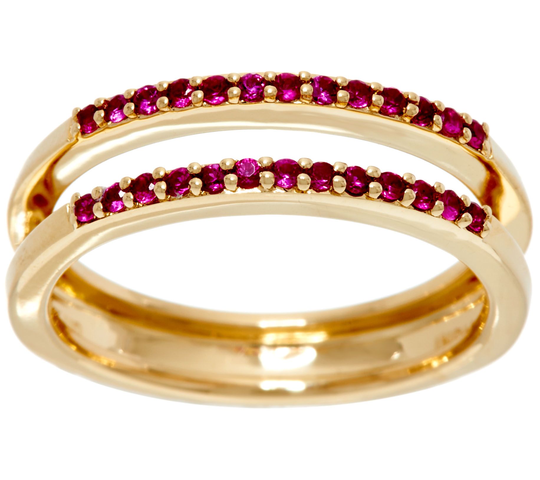 "As Is" Ruby Ring Guard, 14K Gold, .20 cttw by Affinity - QVC.com