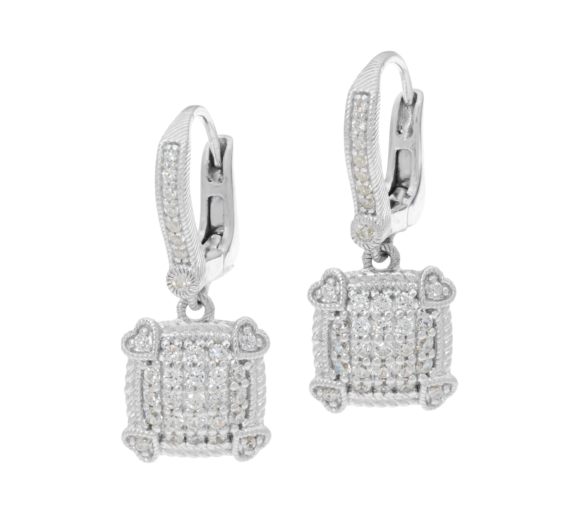 Judith Ripka Sterling Pave Diamonique Lever Back Earrings QVC