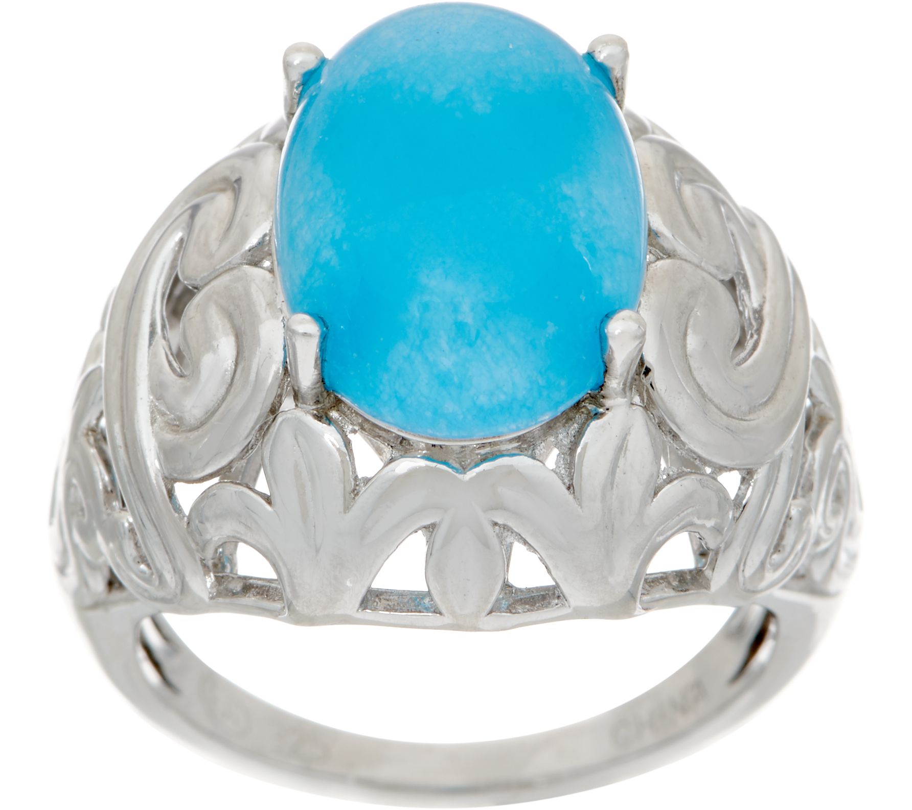 "As Is" Oval Jade Sterling Silver Ring - QVC.com