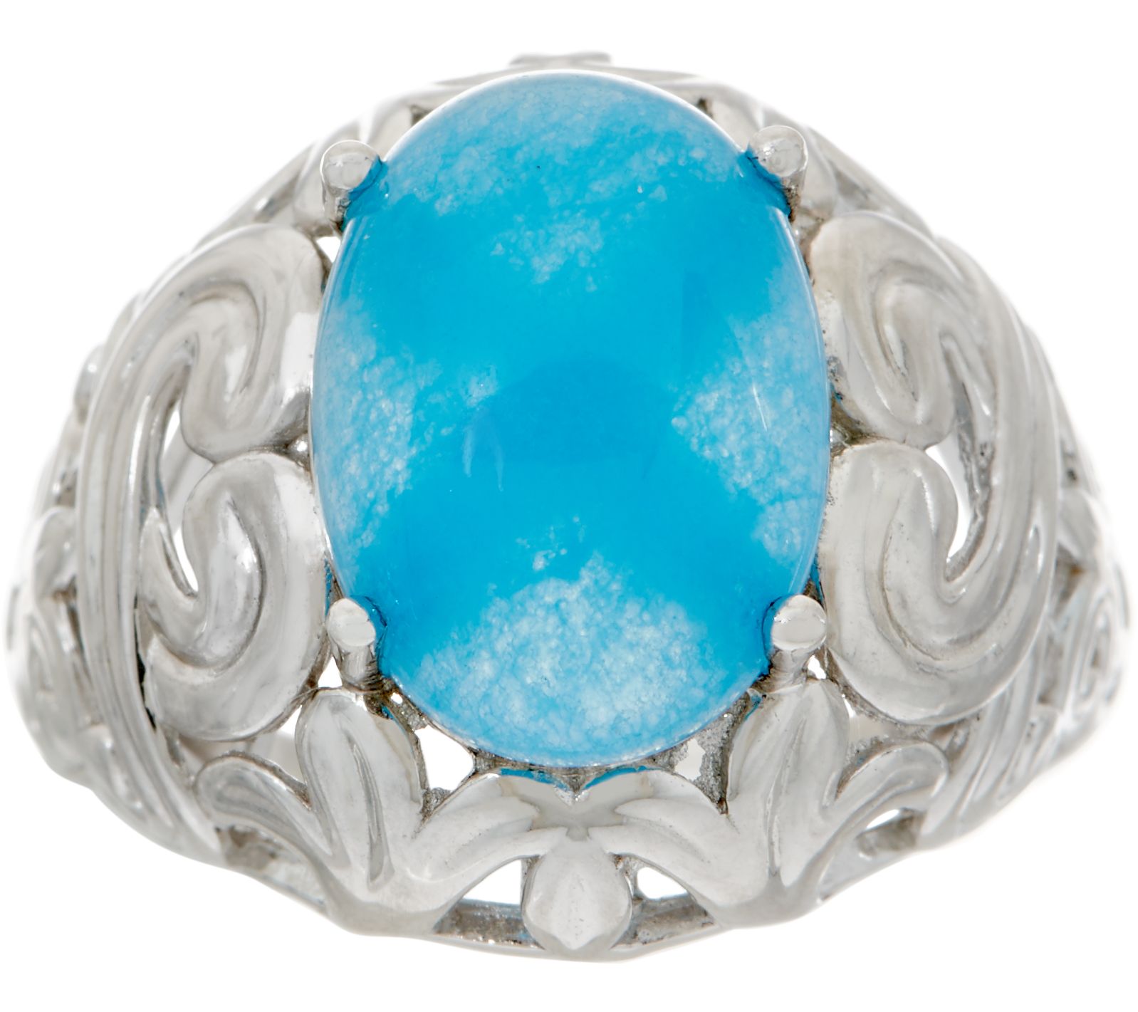 "As Is" Oval Jade Sterling Silver Ring - QVC.com