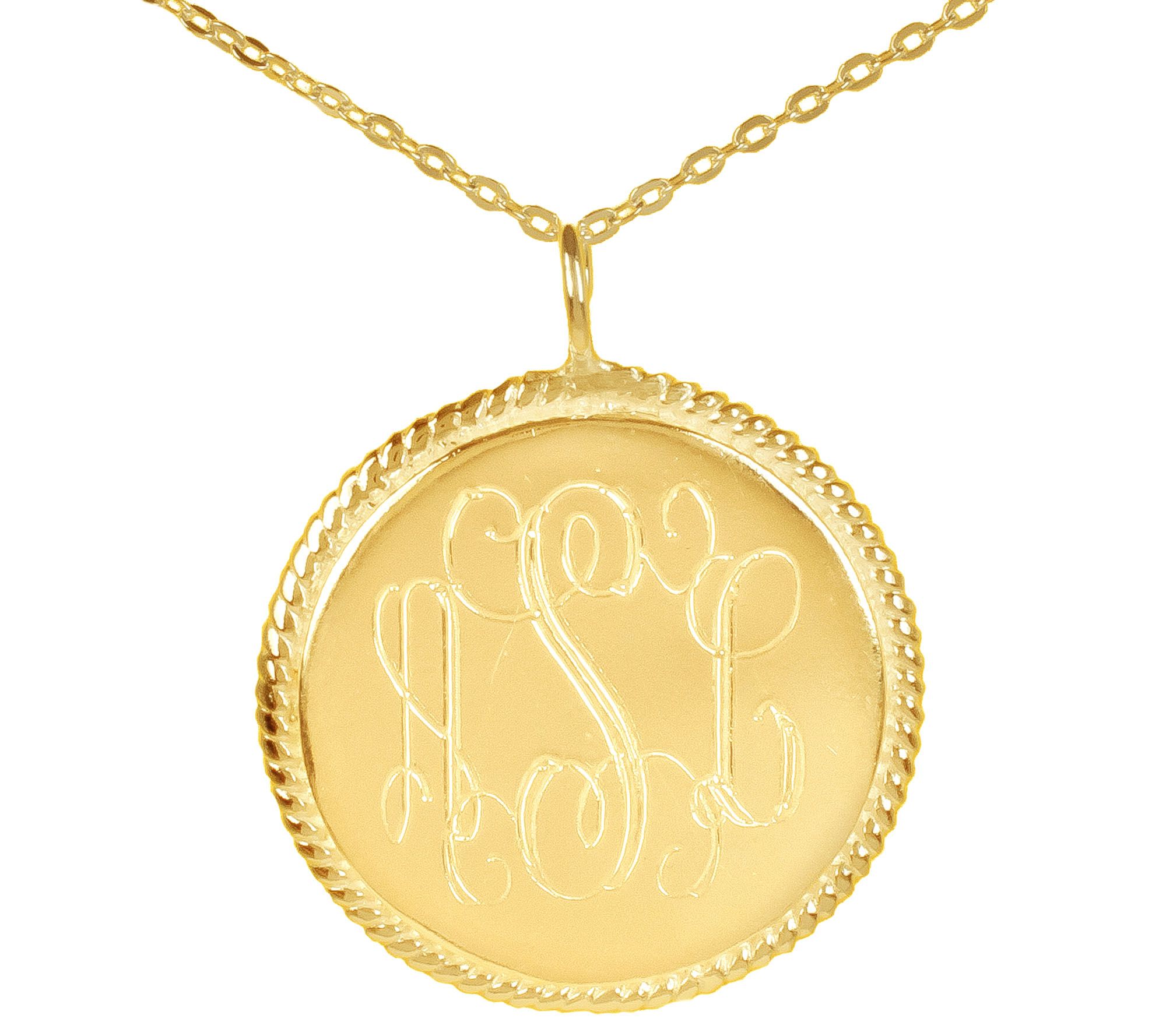 14K Plated Sterling Monogram Disc Pend ant w/ Chain - QVC.com