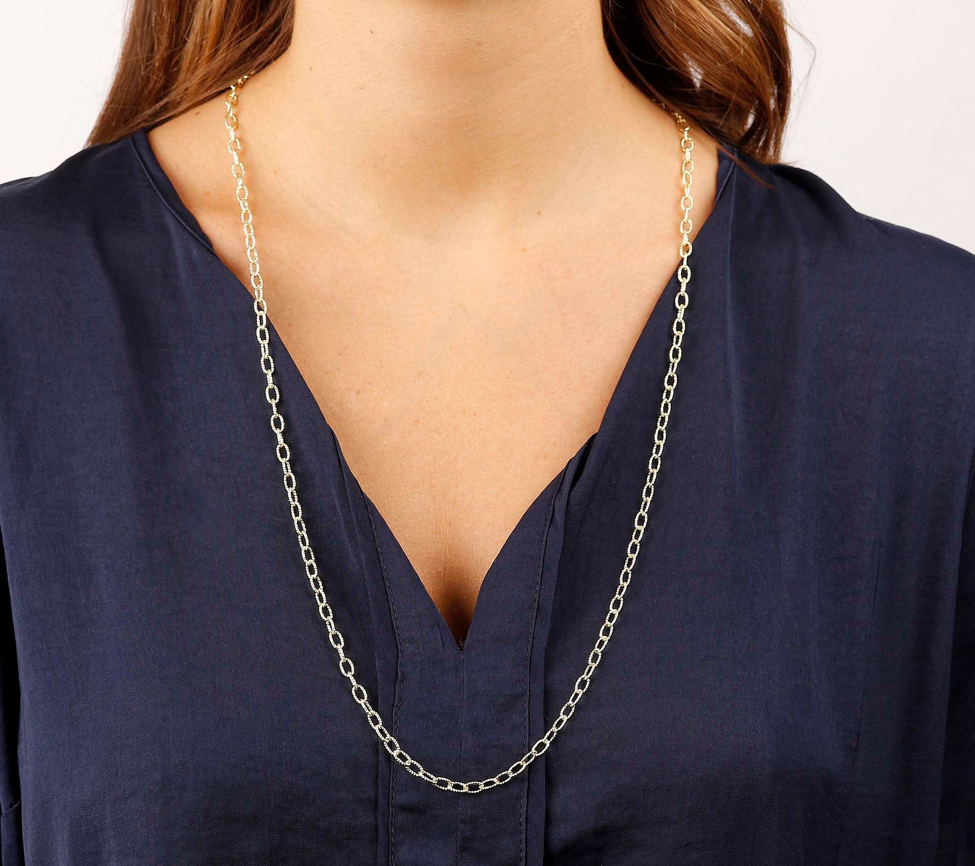 Judith Ripka Ve rona Sterling 3 0" Textured Lin k Chain 15.0g 5.0g ...