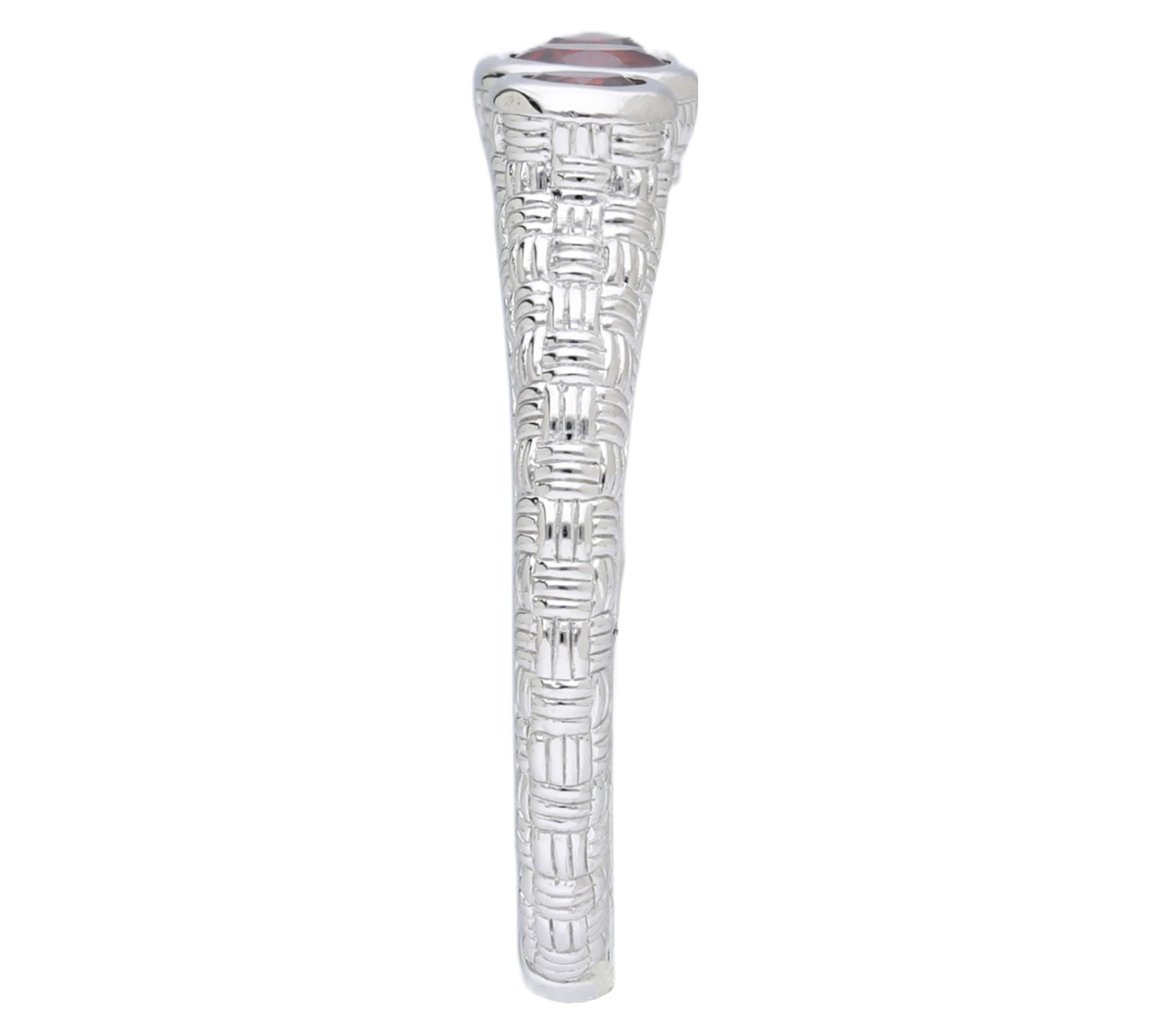 Ariva Sterling Silver Basketweave Garnet Ring - QVC.com