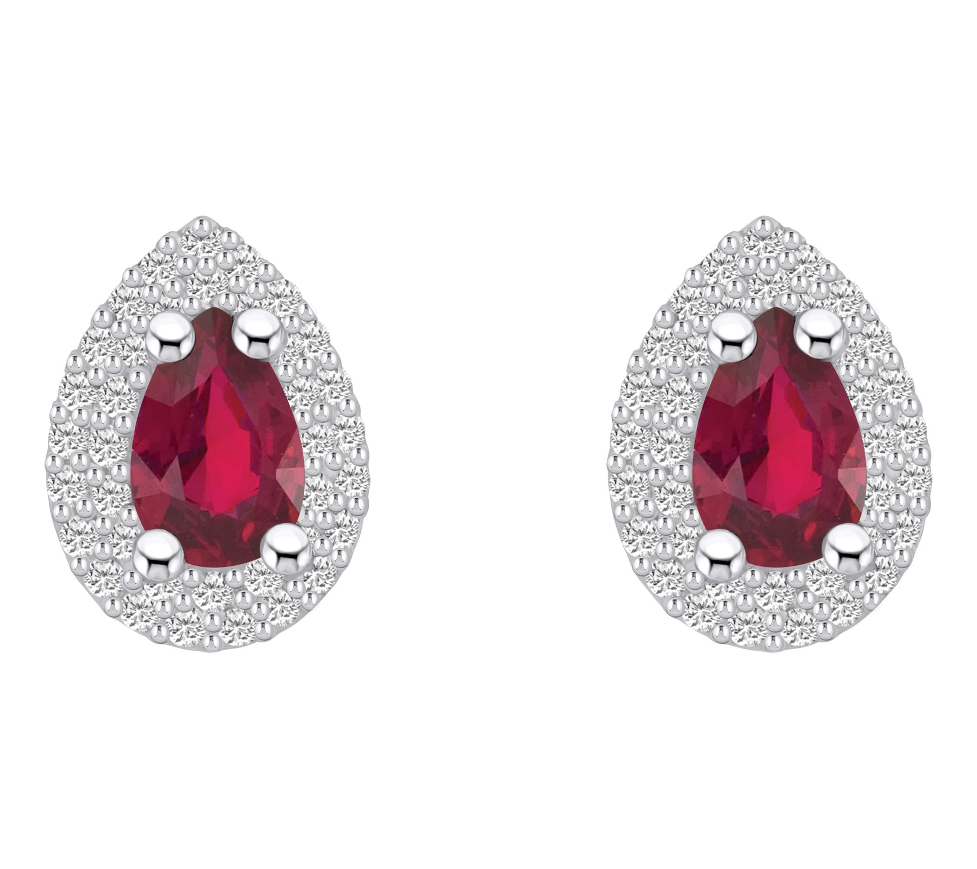 Affinity Gems Pear Cut Ruby & Diamond Halo Earrings, 14K Gold - QVC.com