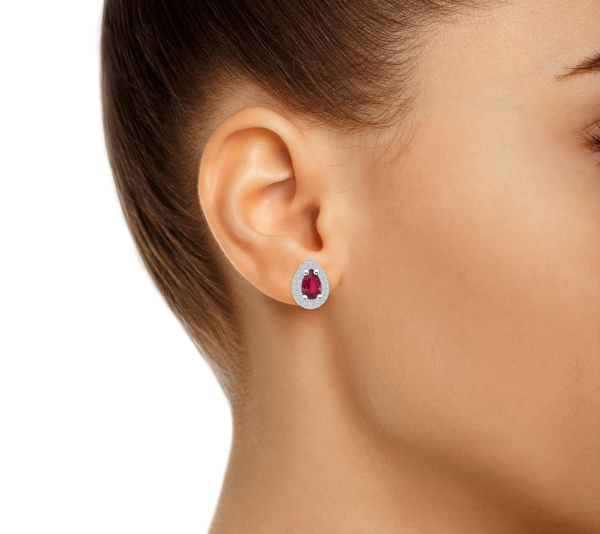 Affinity Gems Pear Cut Ruby & Diamond Halo Earrings, 14K Gold - QVC.com