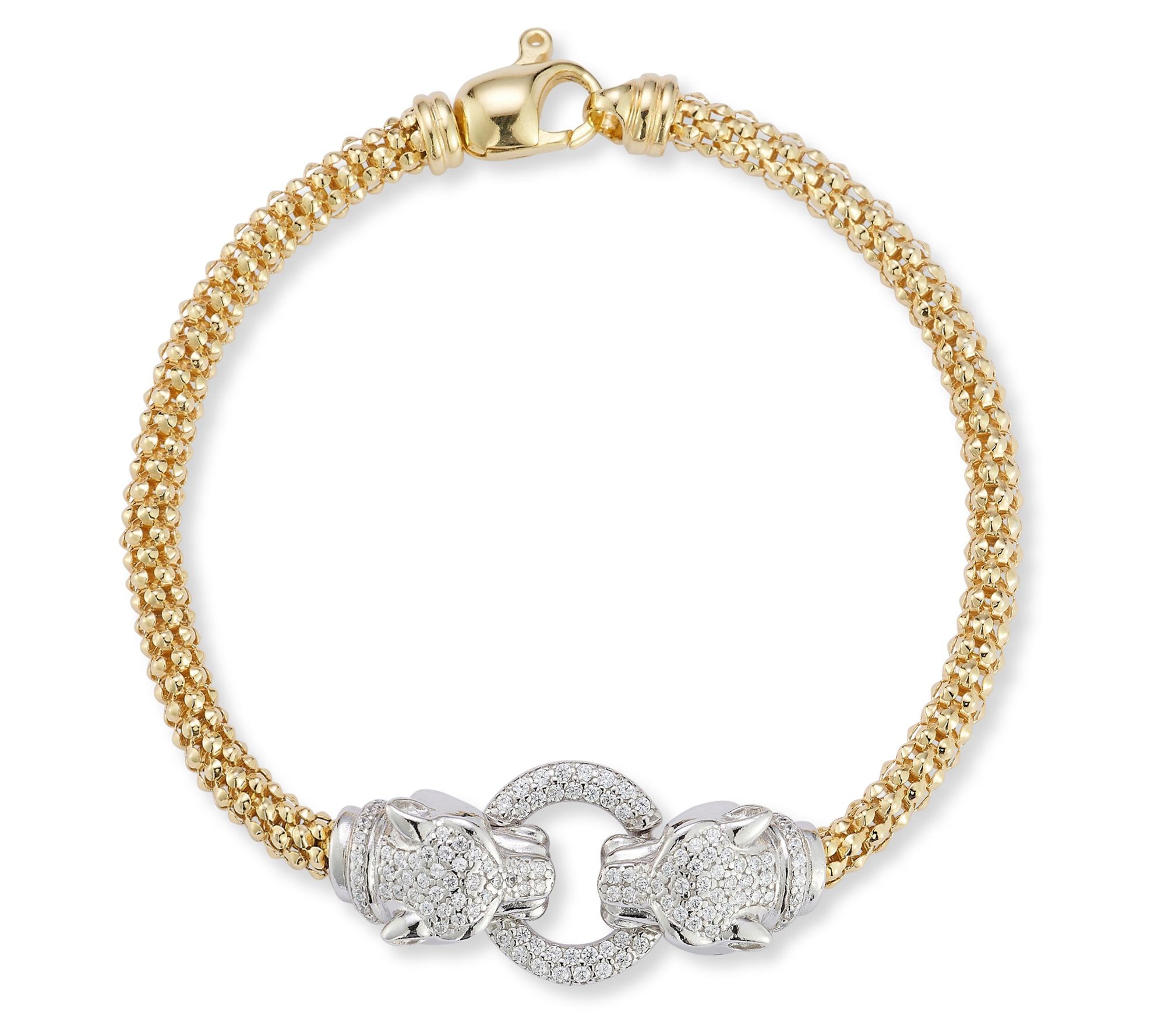 Italian Silver Pave Double Jaguar Bracelet, Sterling - QVC.com