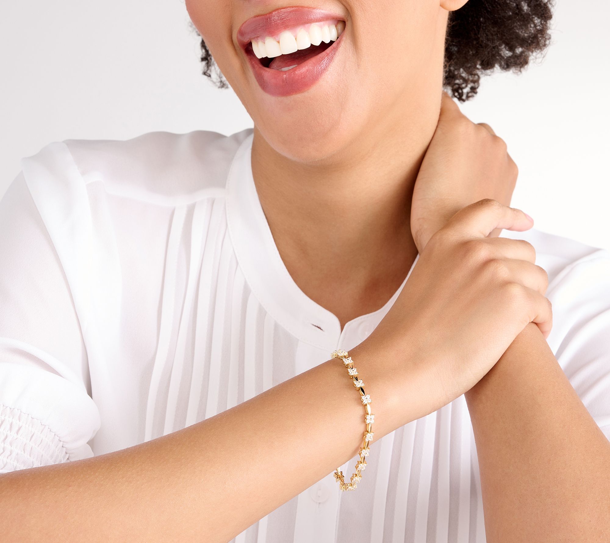 "As Is" Diamonique x Kathy Levine Starry Sky Line Bracelet, Sterl - QVC.com