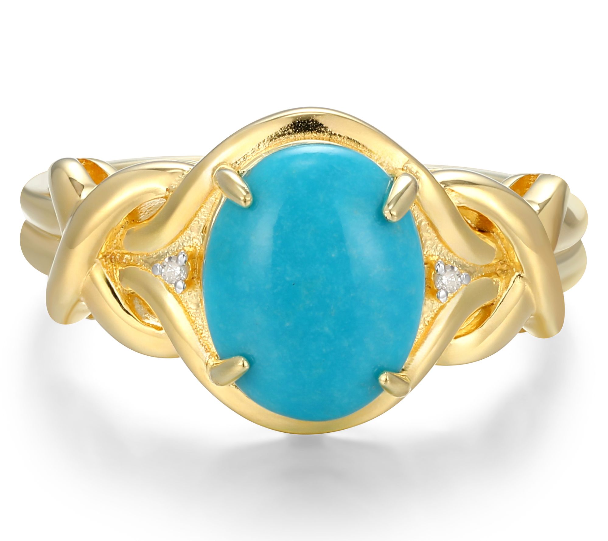 Affinity Gems Turquoise & Diamond Ring, 18K Gold Plated - QVC.com