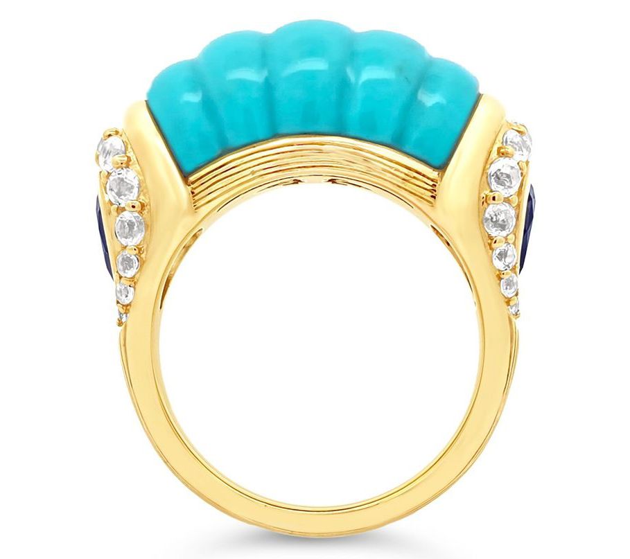 Ariva 18K Gold Clad Turquoise & Topaz Chatham Ring - QVC.com