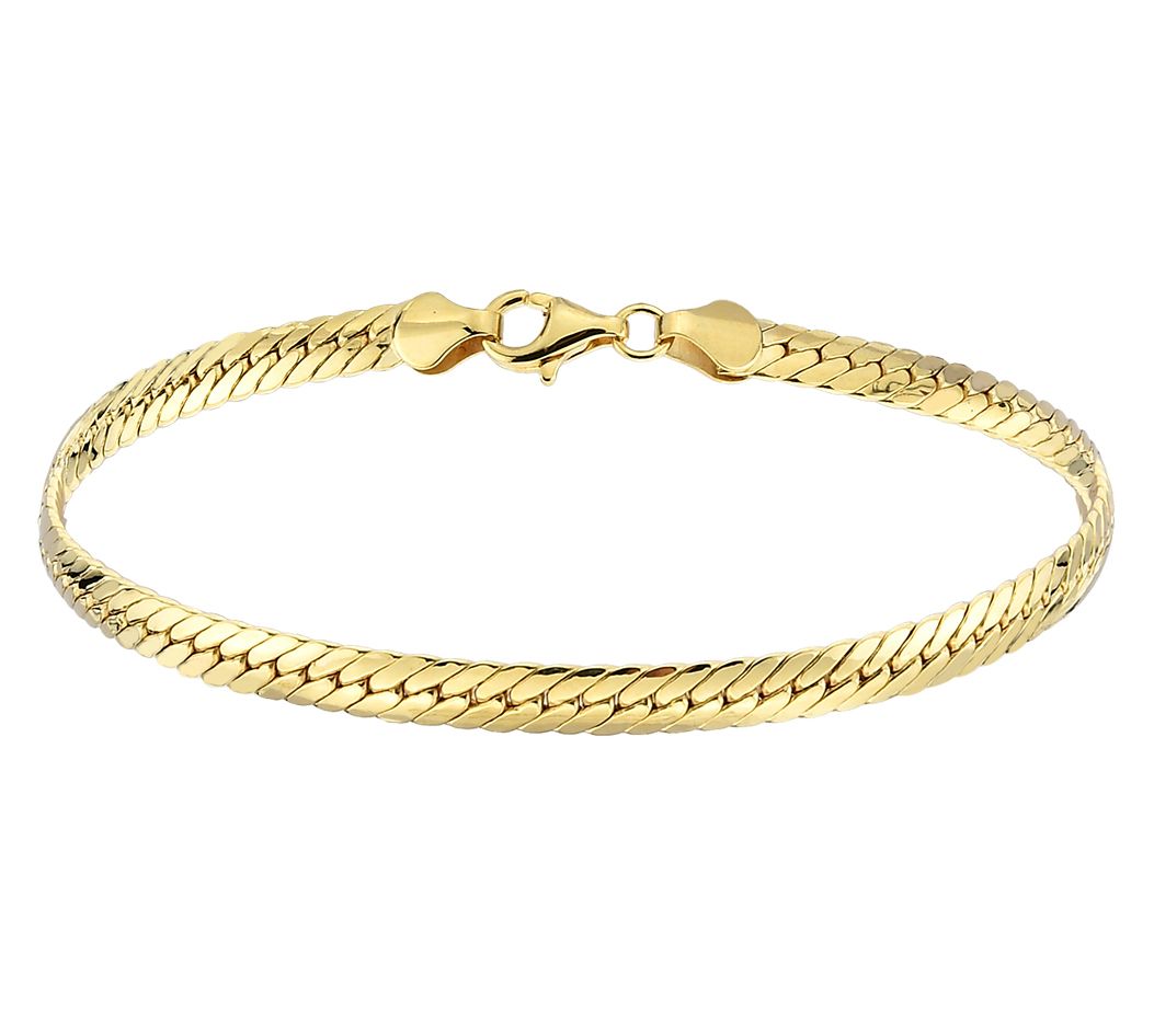 Adorna 14K Gold Cuban Snake Chain Bracelet - QVC.com