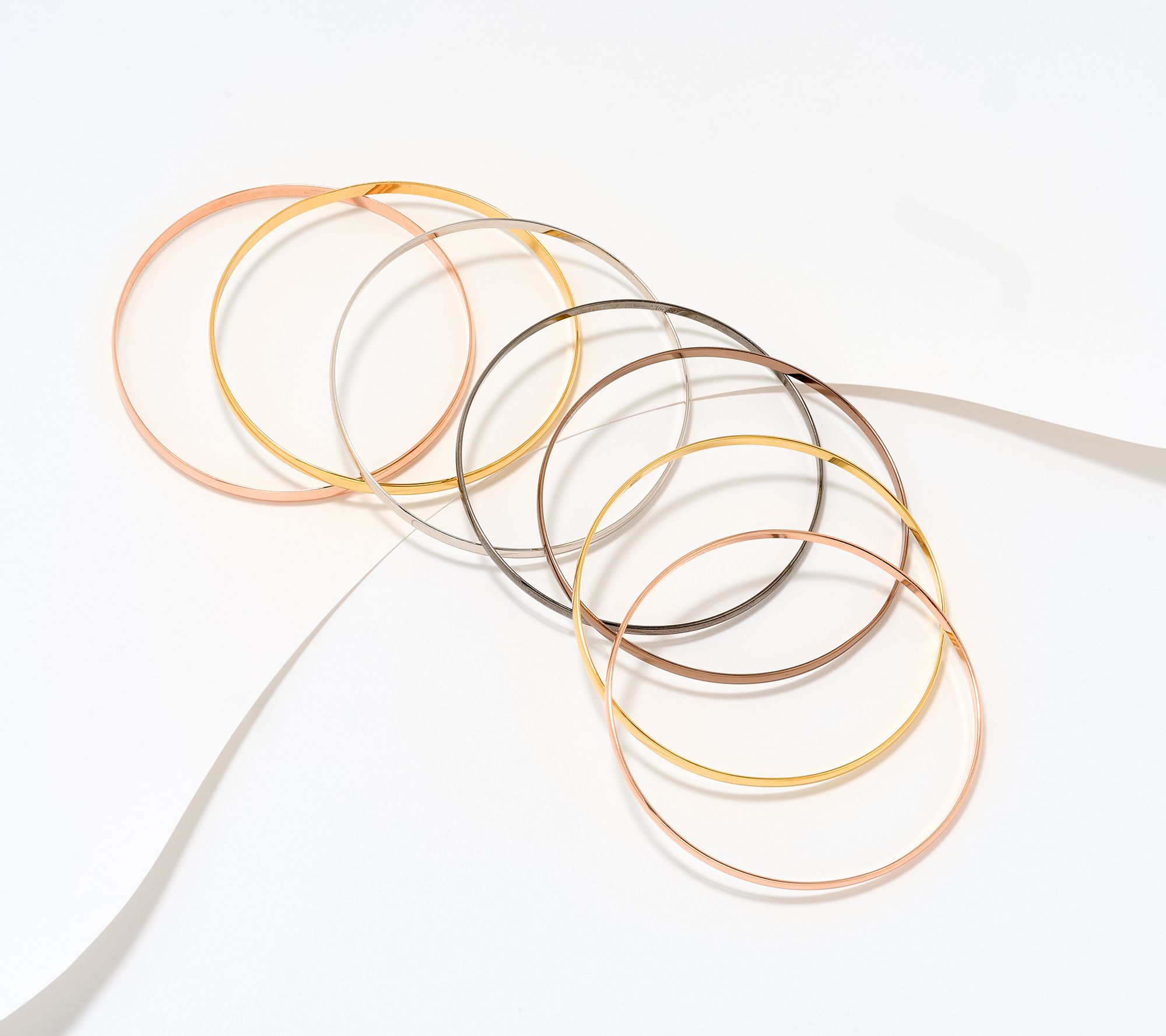 David Markstein Premiere Bronze Set of 7 Luxe Slip on Bangles - QVC.com