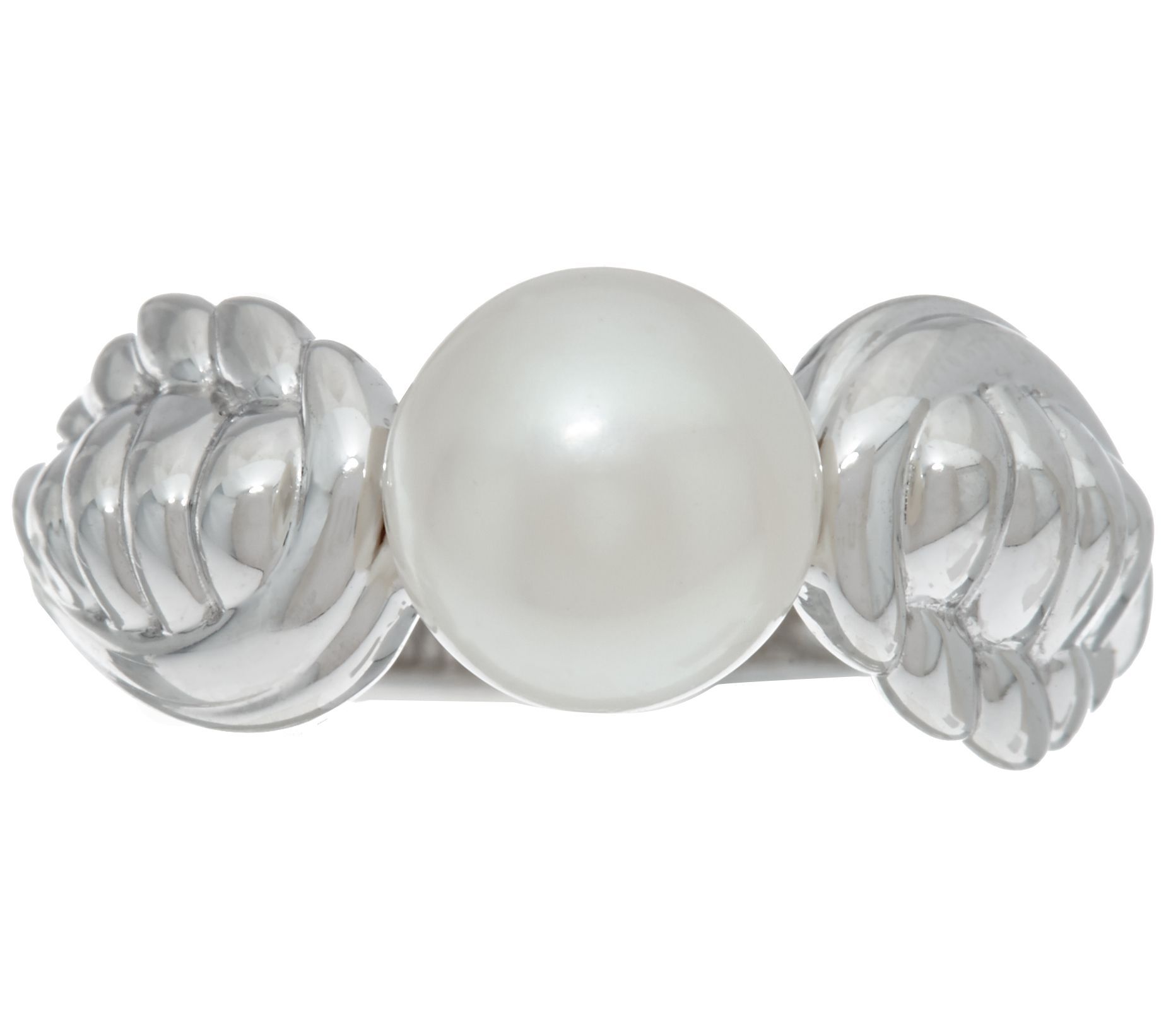 Honora Cultured Pearl 8.0mm Angel Wing Sterling Ring - QVC.com